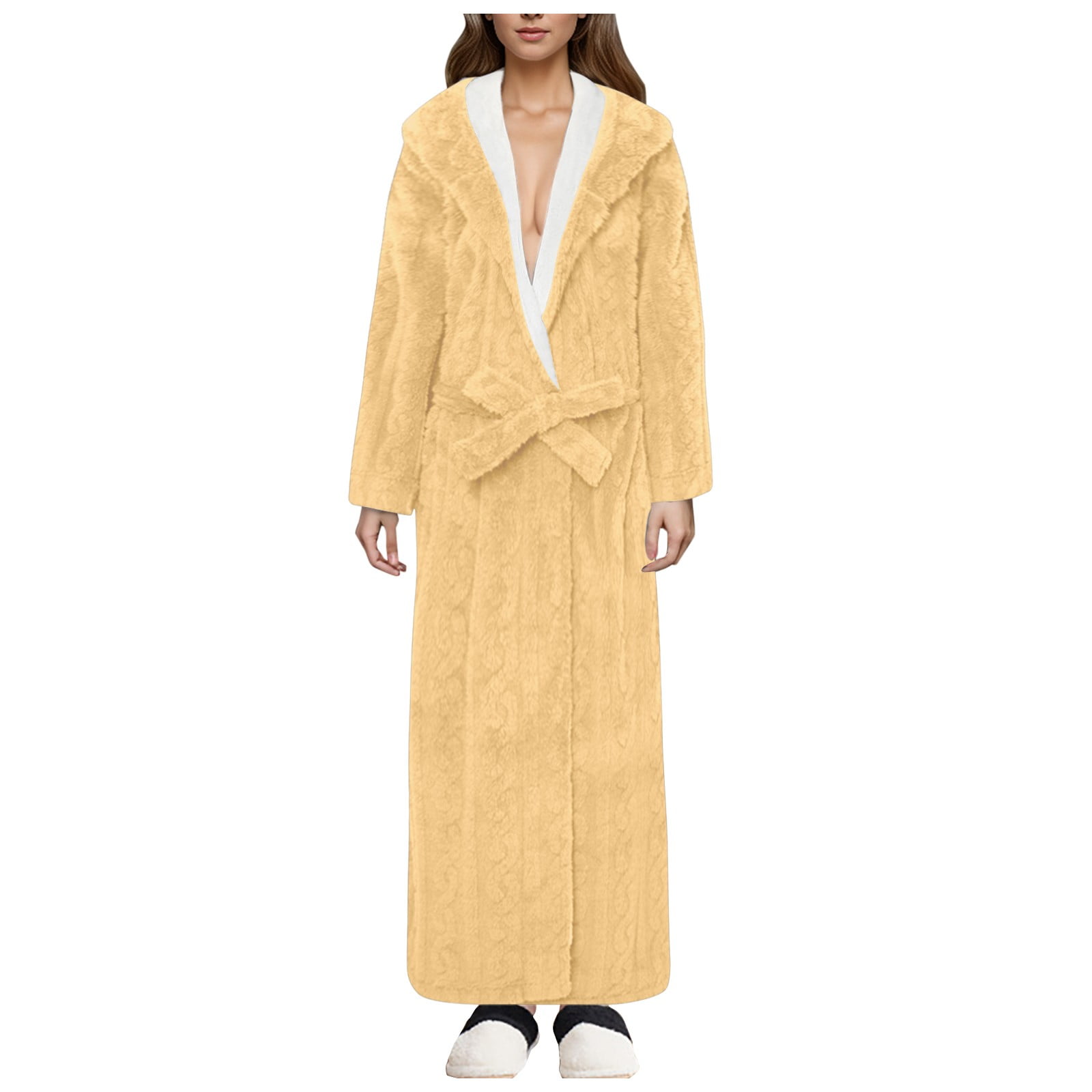 Flannel Bathrobe Pajamas Lengthened Thick Ladies Winter Female Robe Big ...