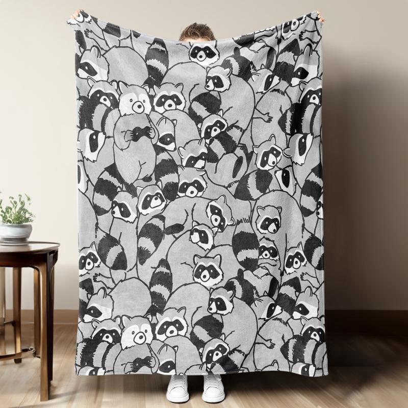 Flannel Blanket, Raccoon Plush Soft Comfortable Lightweight, Digital ...