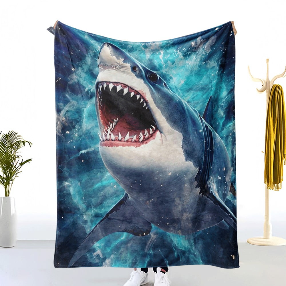 Flannel Blanket Thick Warm Winter Home Bedroom Sofa Nap Quilt Shark ...