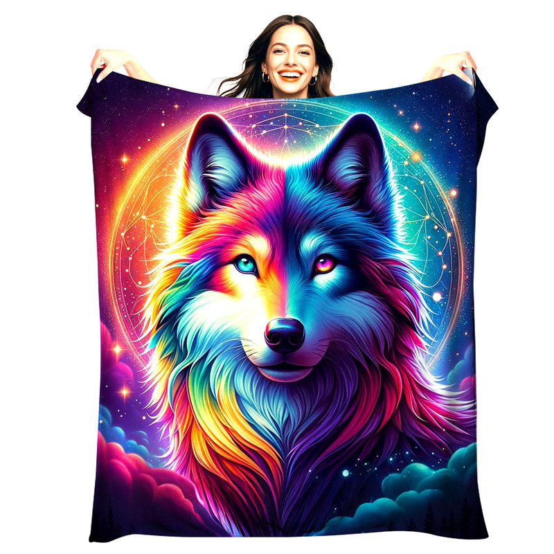 Flannel Blanket Warm Plush Super Soft Wolf Printed Highend Throw ...