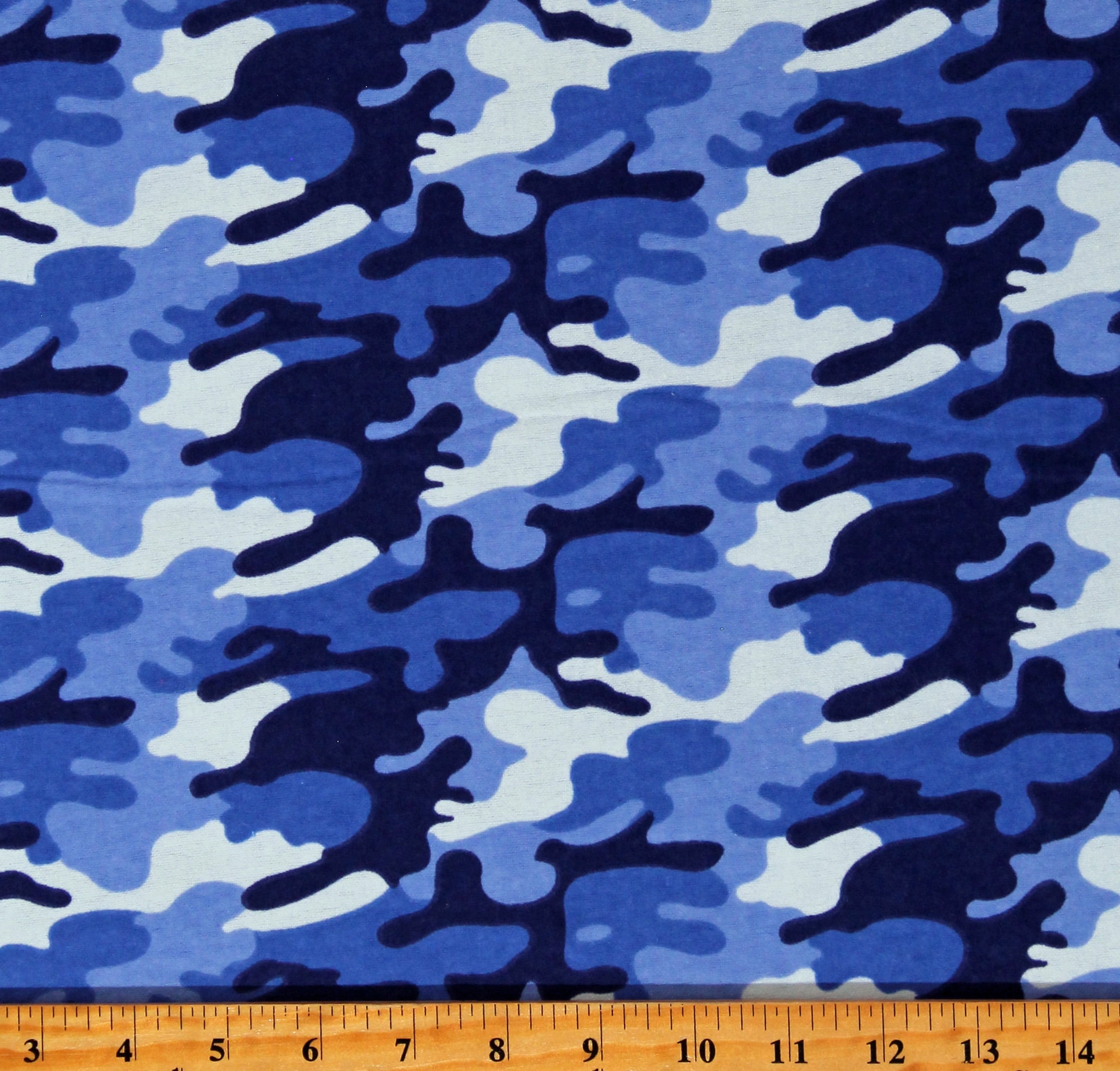 Flannel Blue Camouflage Camo Cotton Flannel Fabric Print by the Yard ...