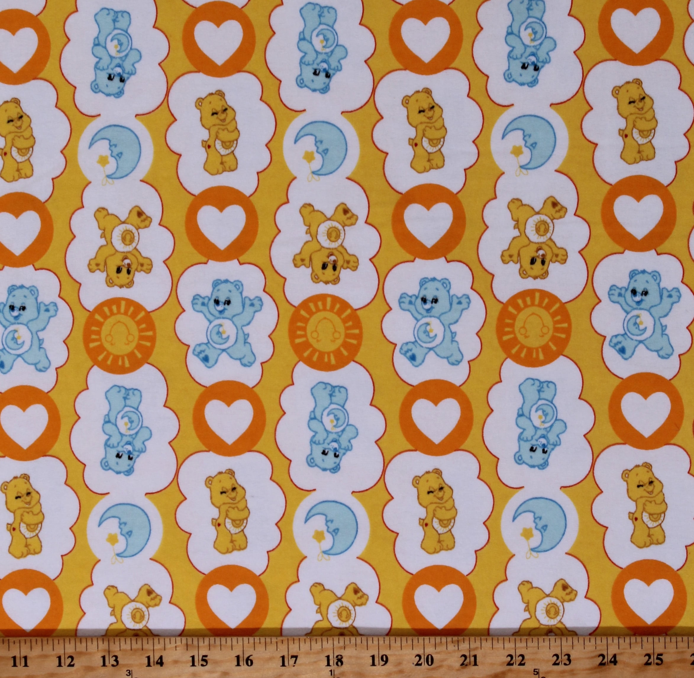 Flannel Care Bears Funshine and Bedtime Bear Hearts Clouds Moons Kids ...