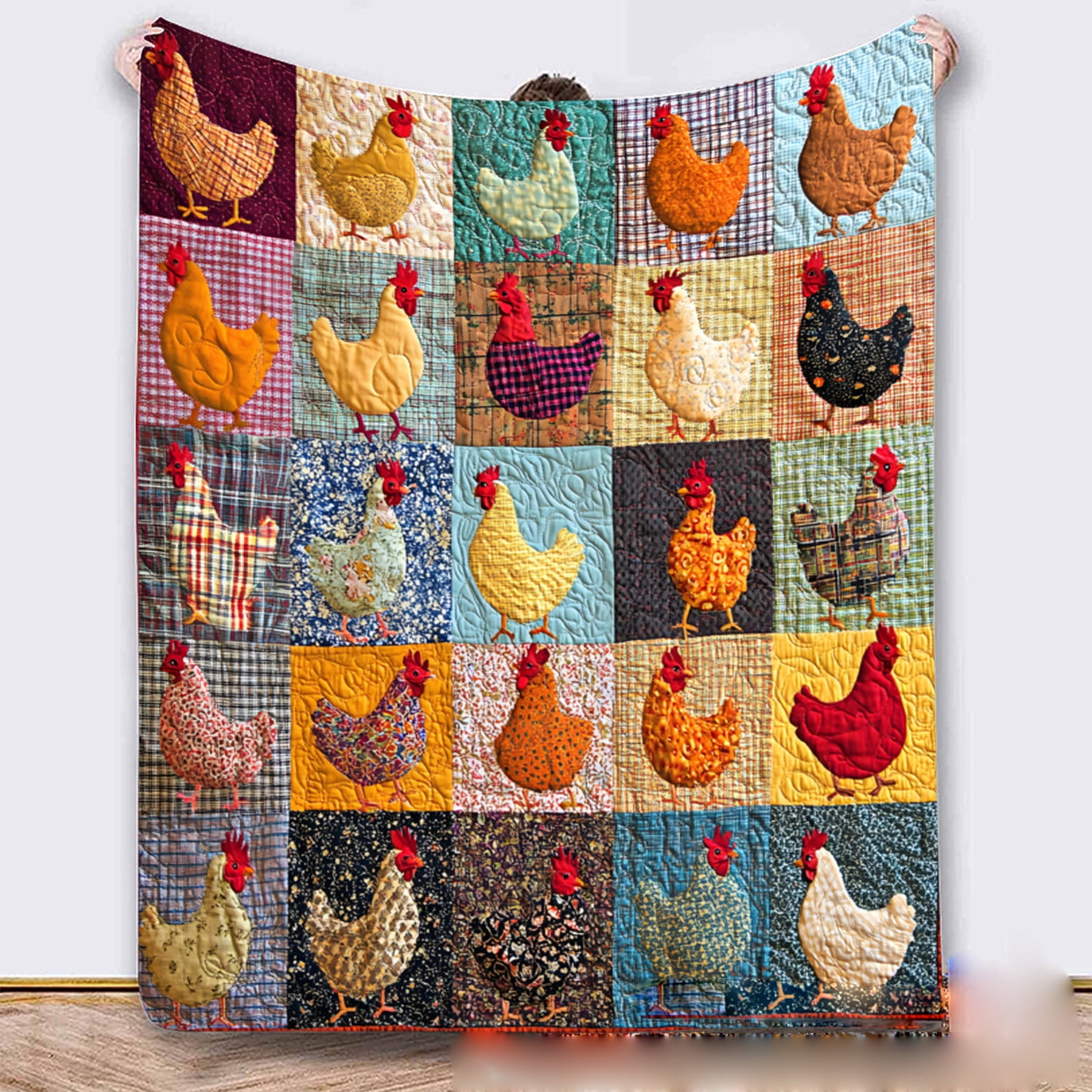 Flannel Chicken Print Throw Blanket Soft Cozy Warm Farmhouse Decor for ...