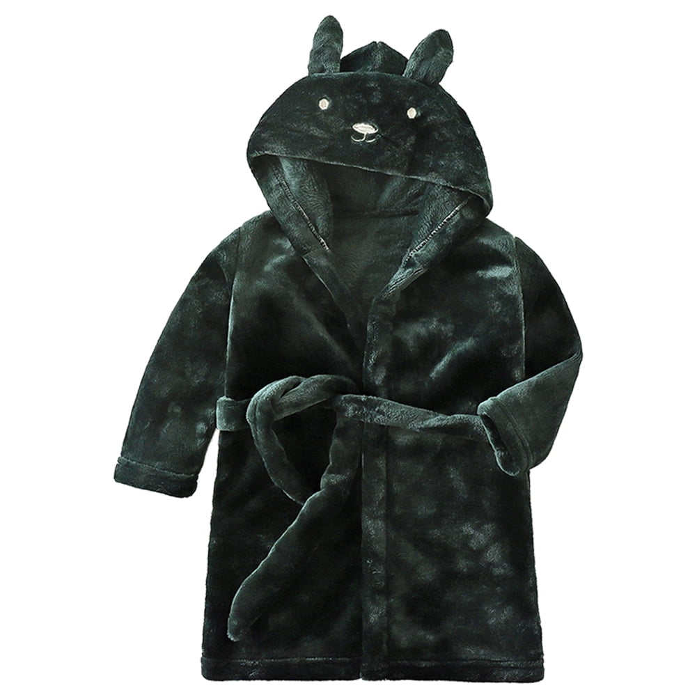 Flannel Cotton Robe Kids Girls Boys Hooded Bathrobe Toddler Bathing ...