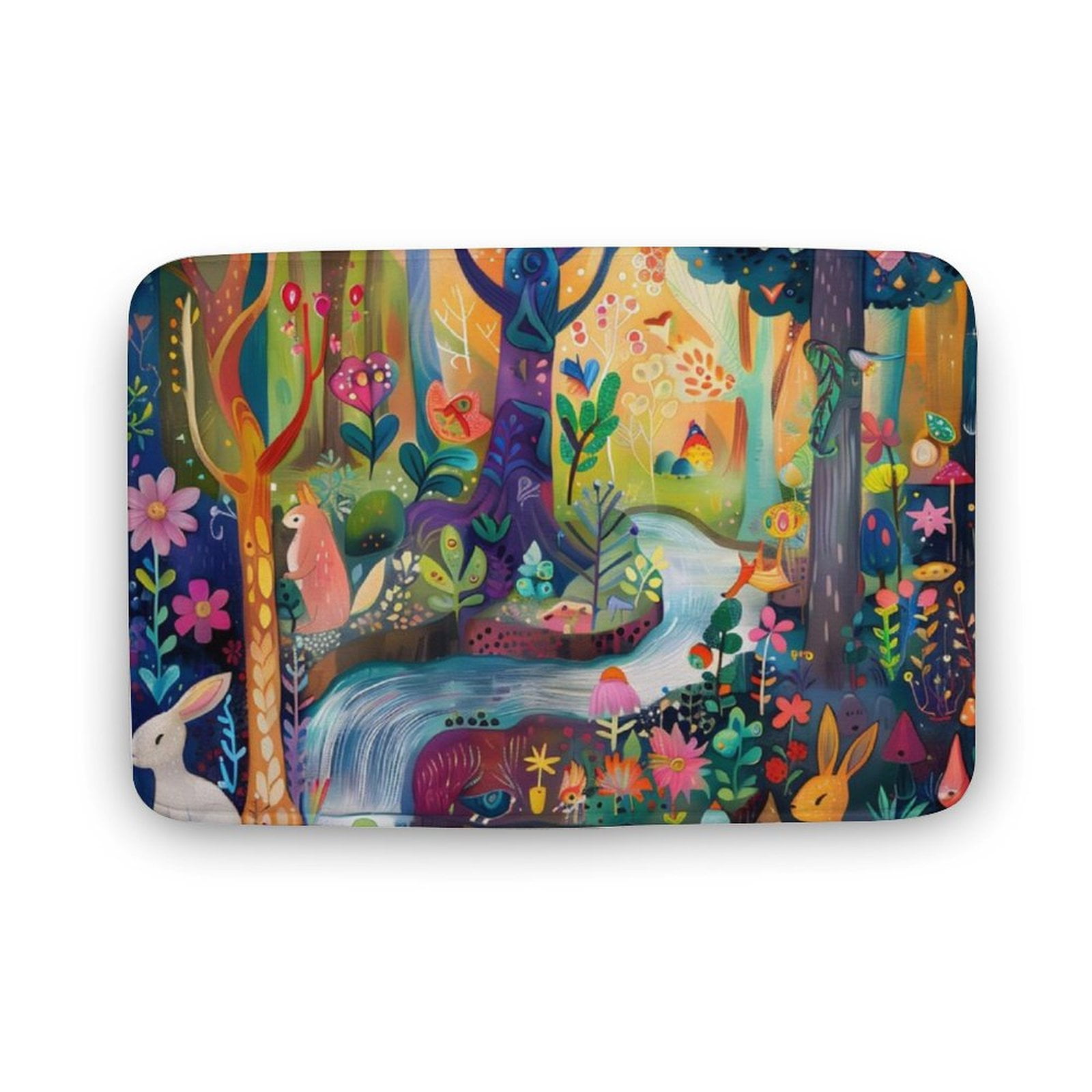 Flannel Doormat，Enchanting And Lively Magical Forest Scene15.7"x23.6 ...