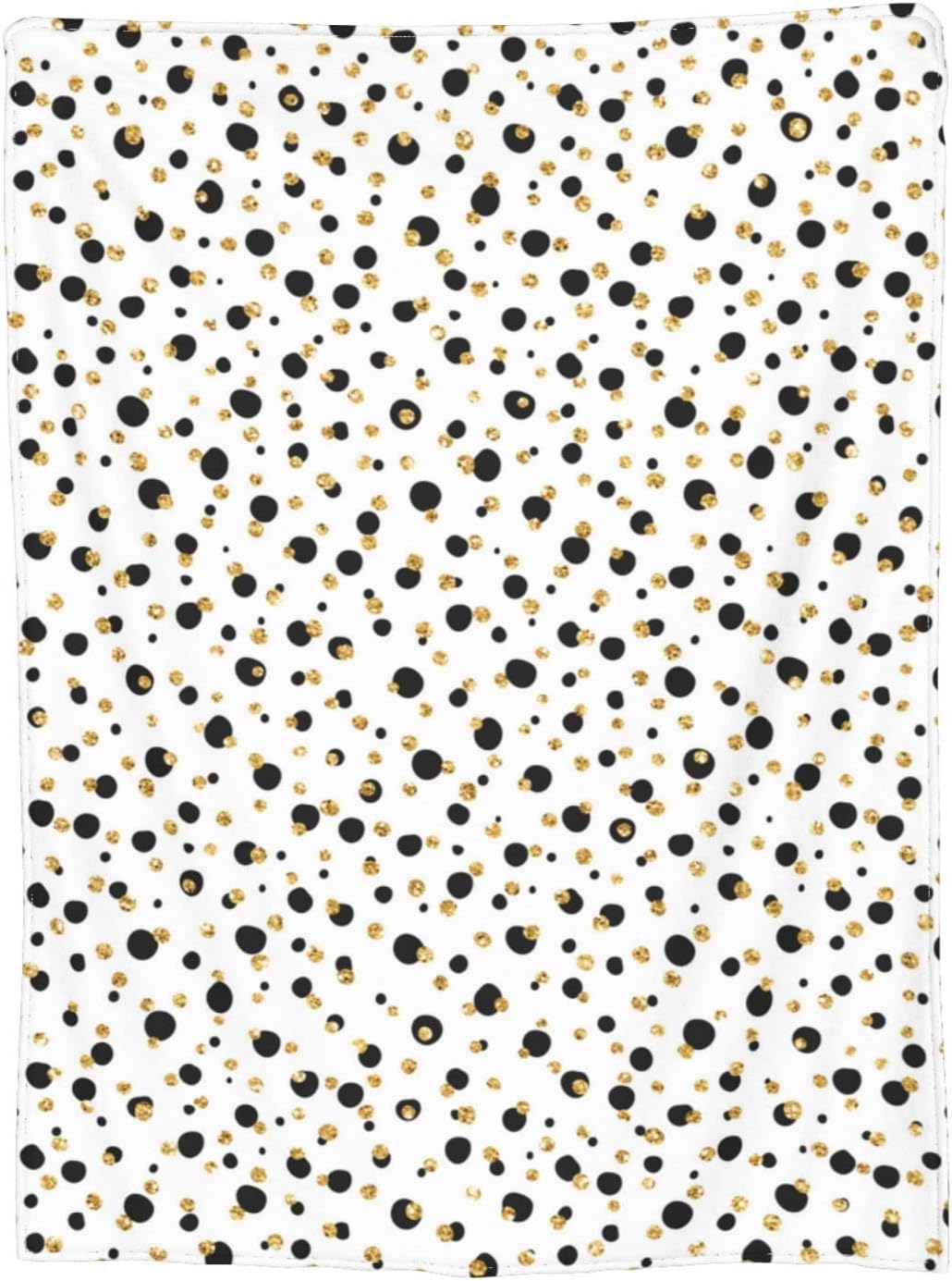 Flannel Fleece Blanket Bright Gold Black dots White Throw Blankets ...