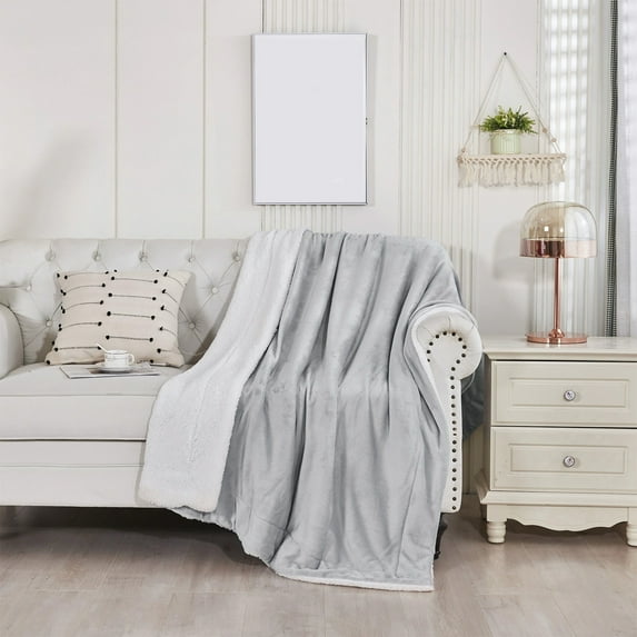 Flannel Fleece Blanket - Double-Layer Plush Lamb Fleece Throw Navy ...