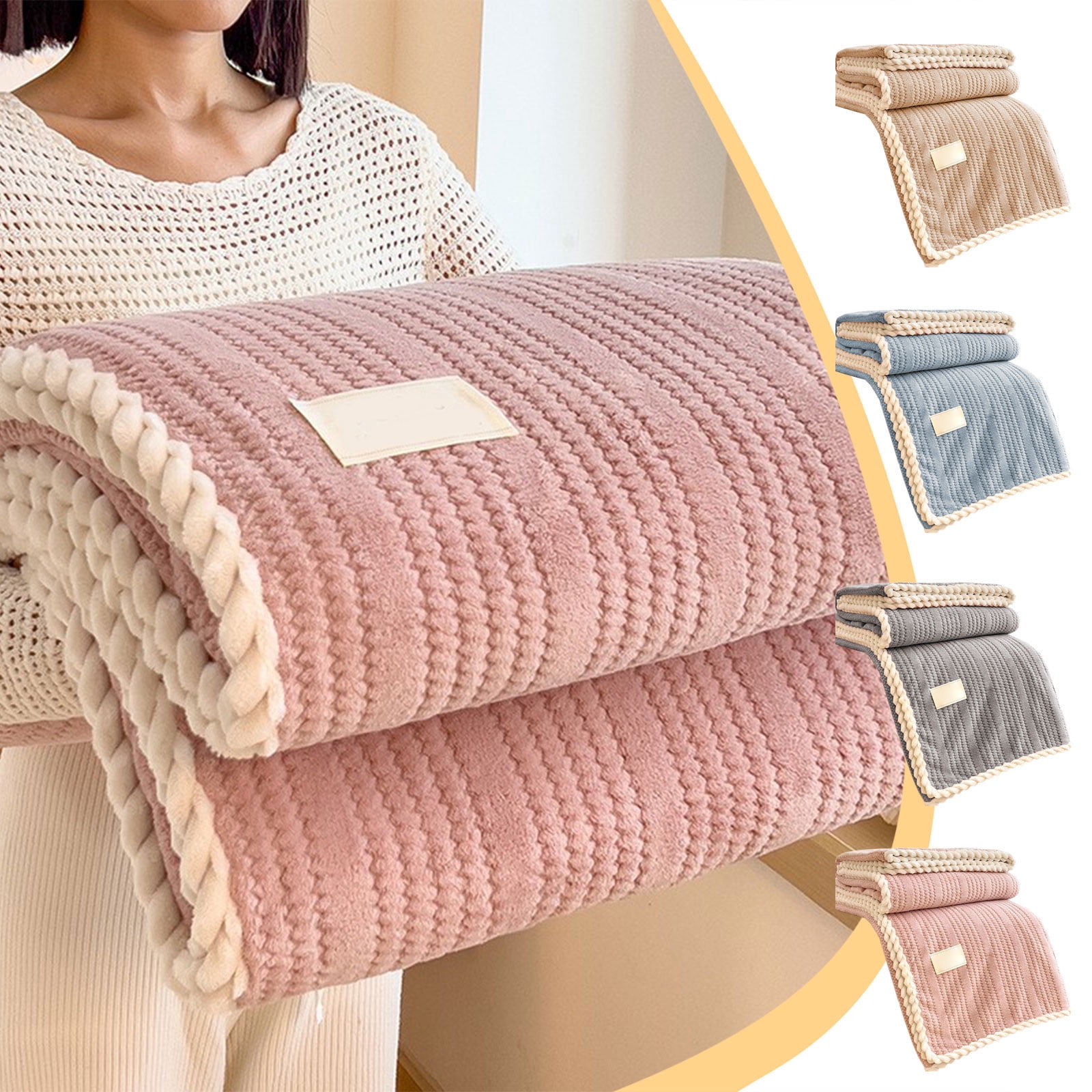 Flannel Fleece Blanket Extra Thick Double Layer Warm Cozy Soft Plush ...