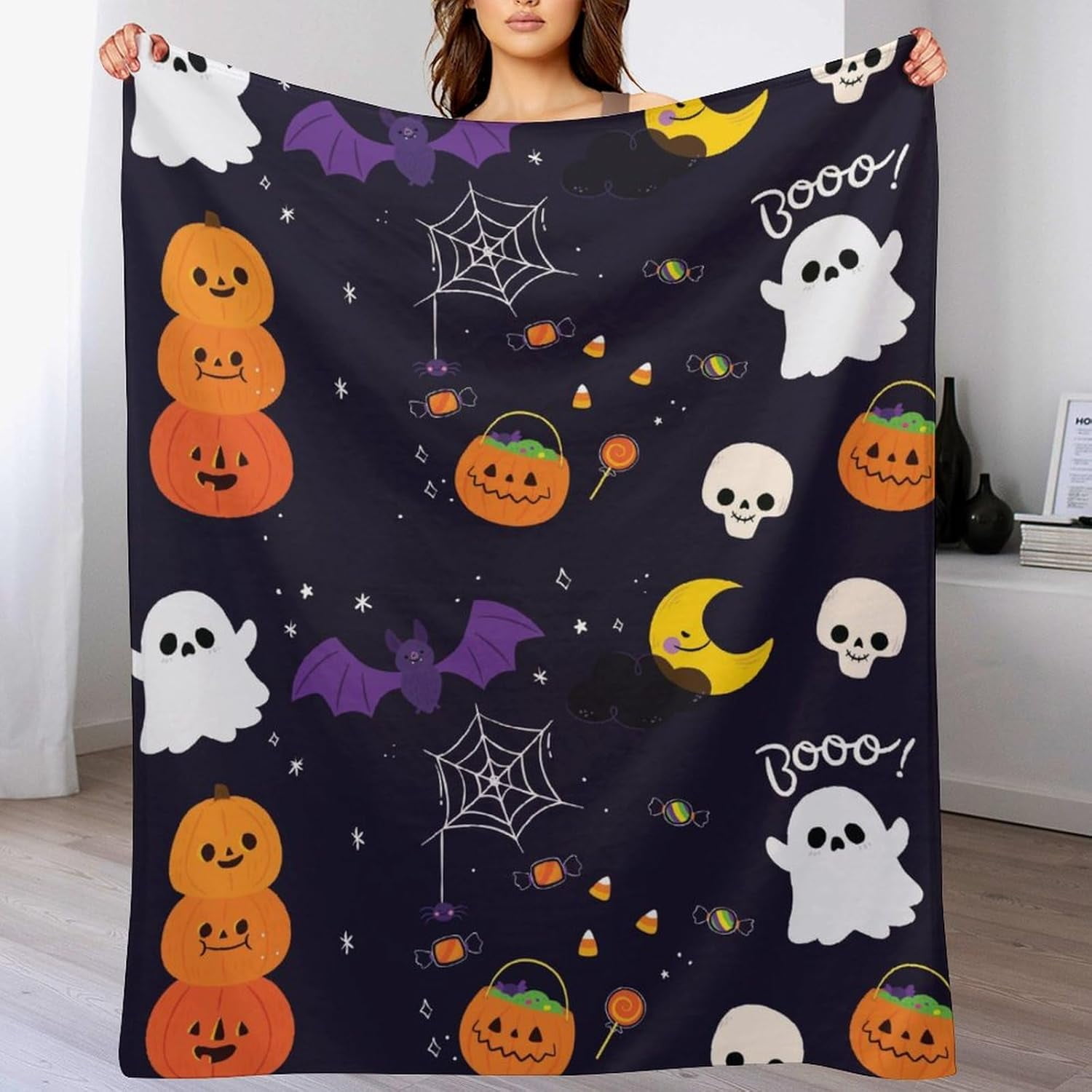 Flannel Fleece Blanket, Throw Soft Warm Fluffy Plush Blanket, Spider ...
