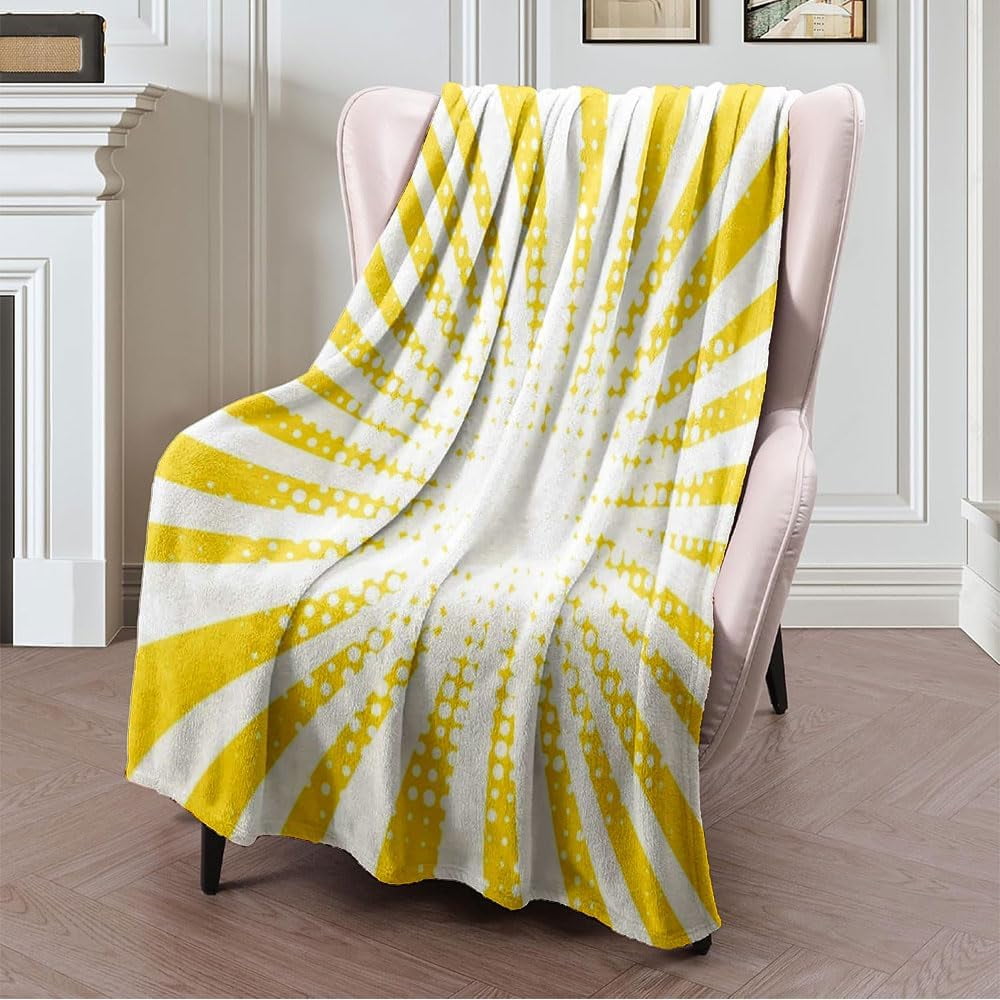 Flannel Fleece Throw Blanket 40" x 50" Effect Blue Beam Crumpled Yellow ...