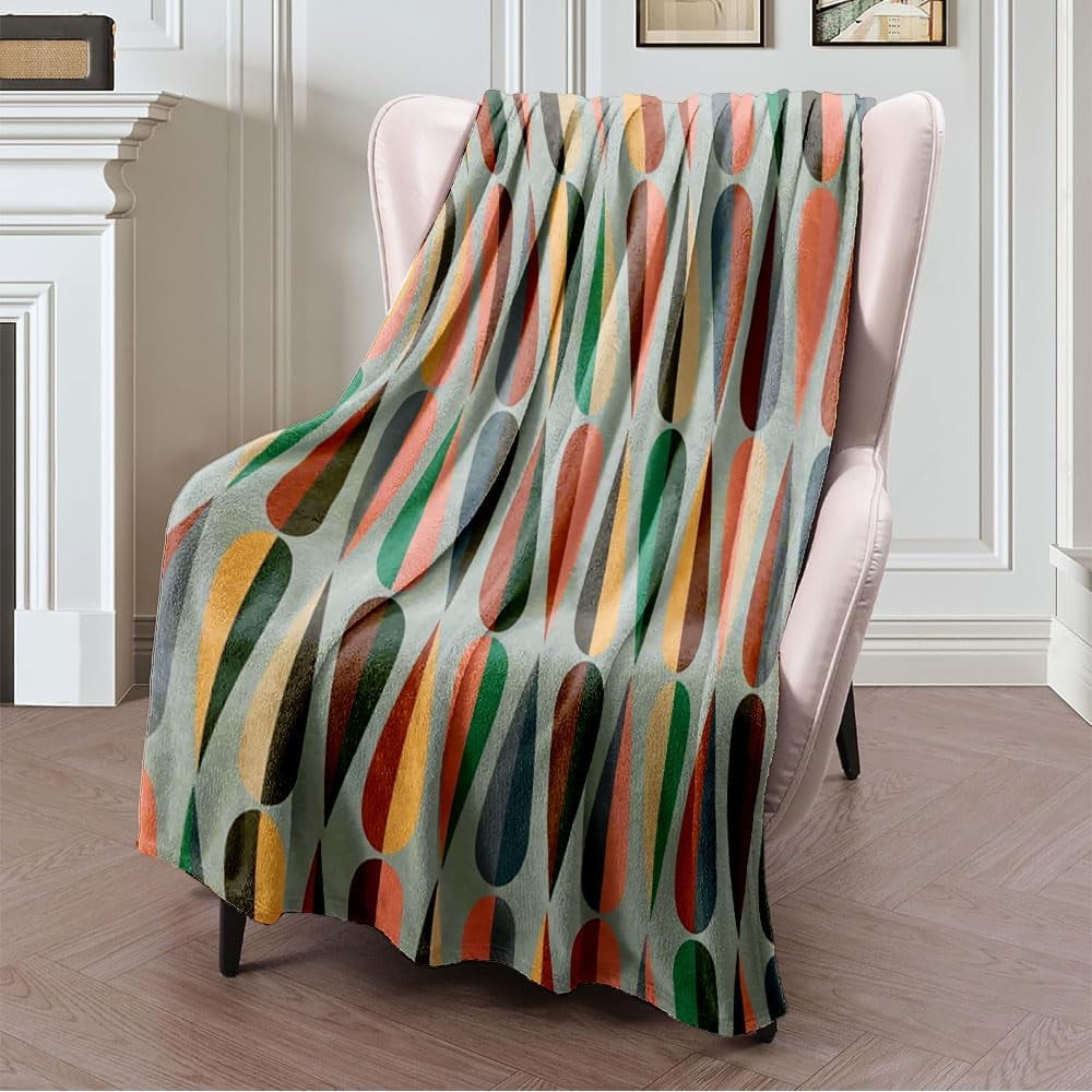 Flannel Fleece Throw Blanket 50" x 60" in Midcentury Modern Coral Row ...