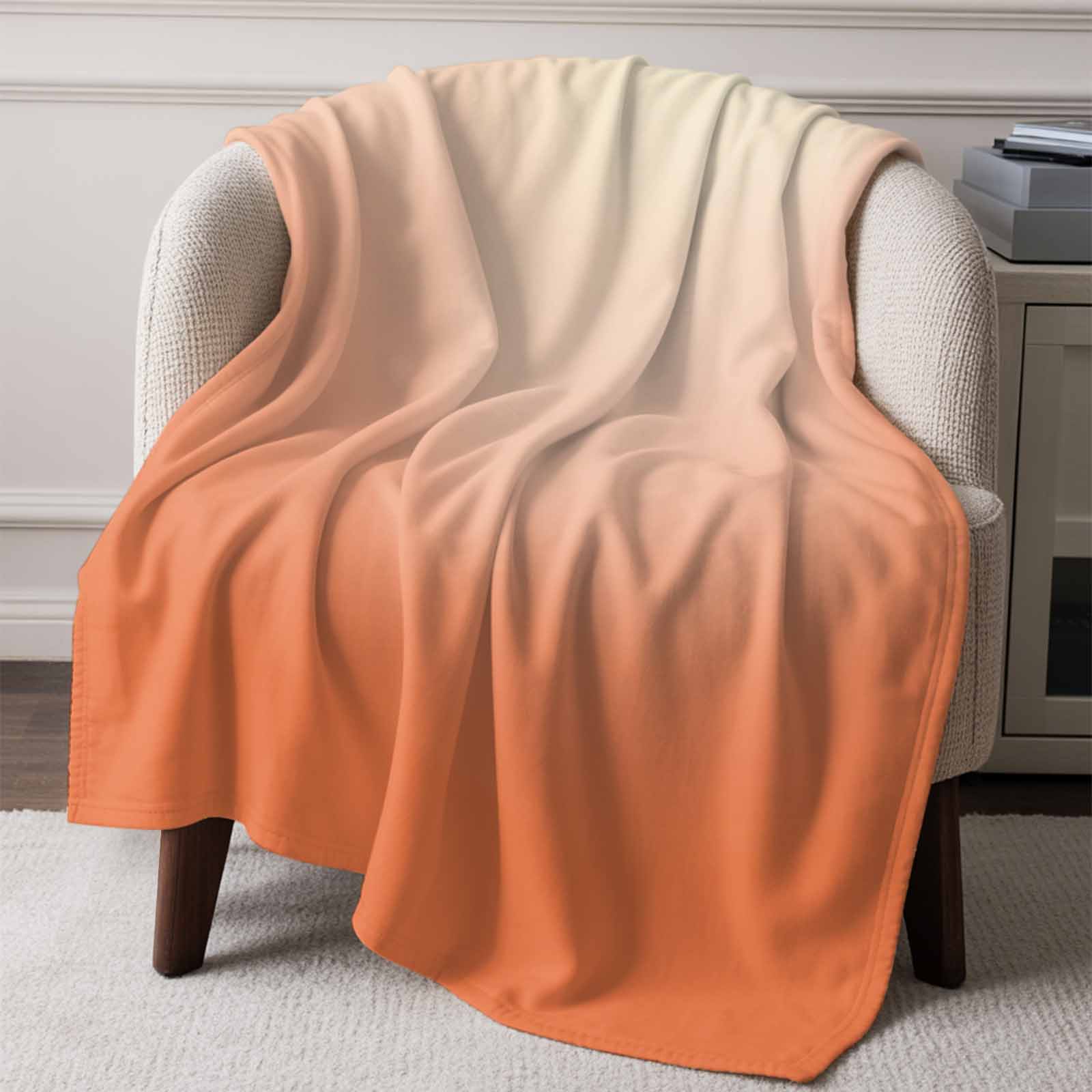 Flannel Fleece Throw Blanket Autumn Orange Watercolor Gradient ...