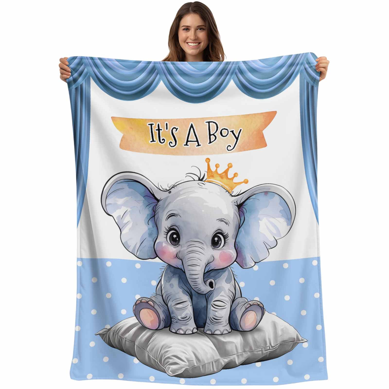 Flannel Fleece Throw Blanket Cute Elephant Cartoon Animal Lightweight ...