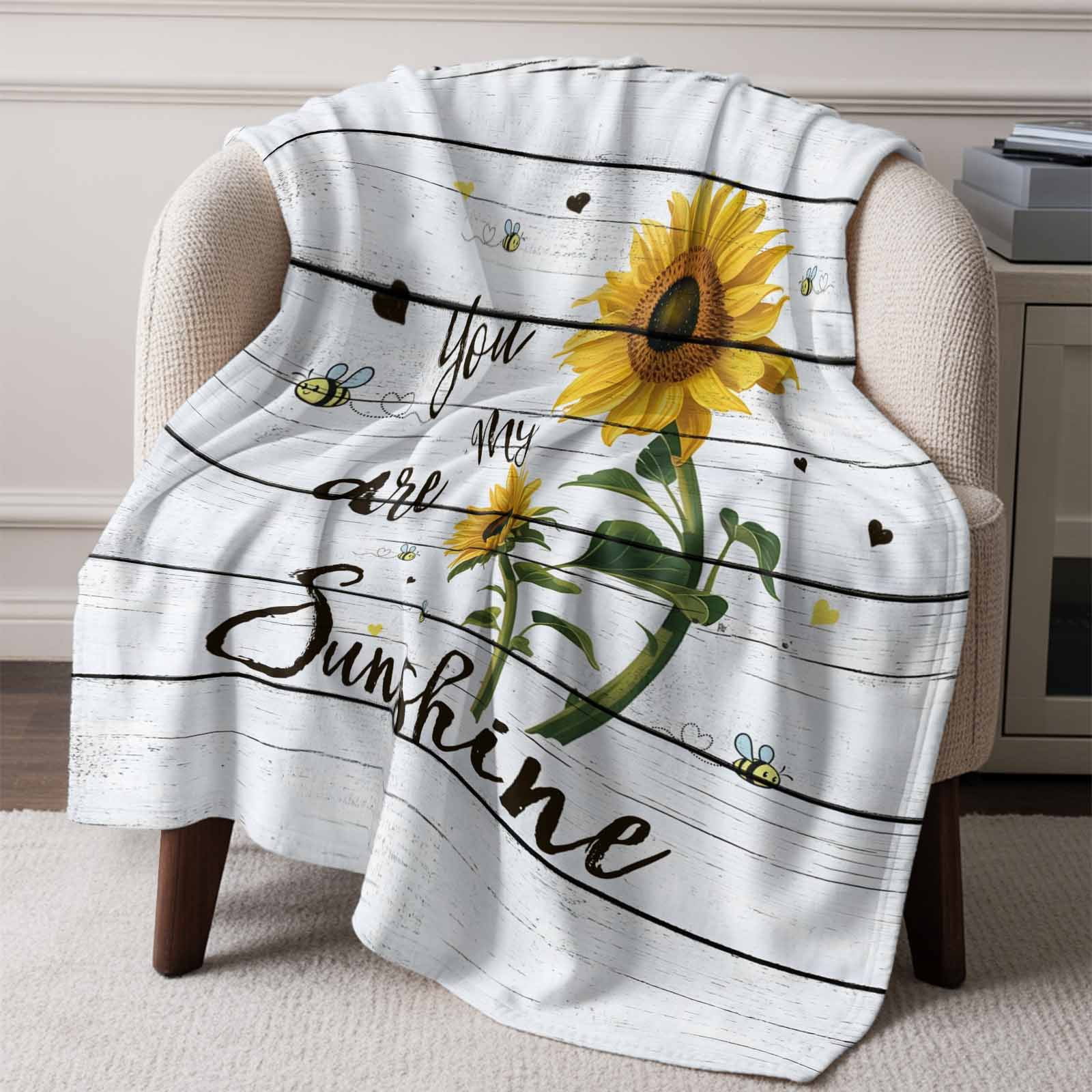 Flannel Fleece Throw Blanket Farm Sunflower Love Bee Lightweight Soft ...