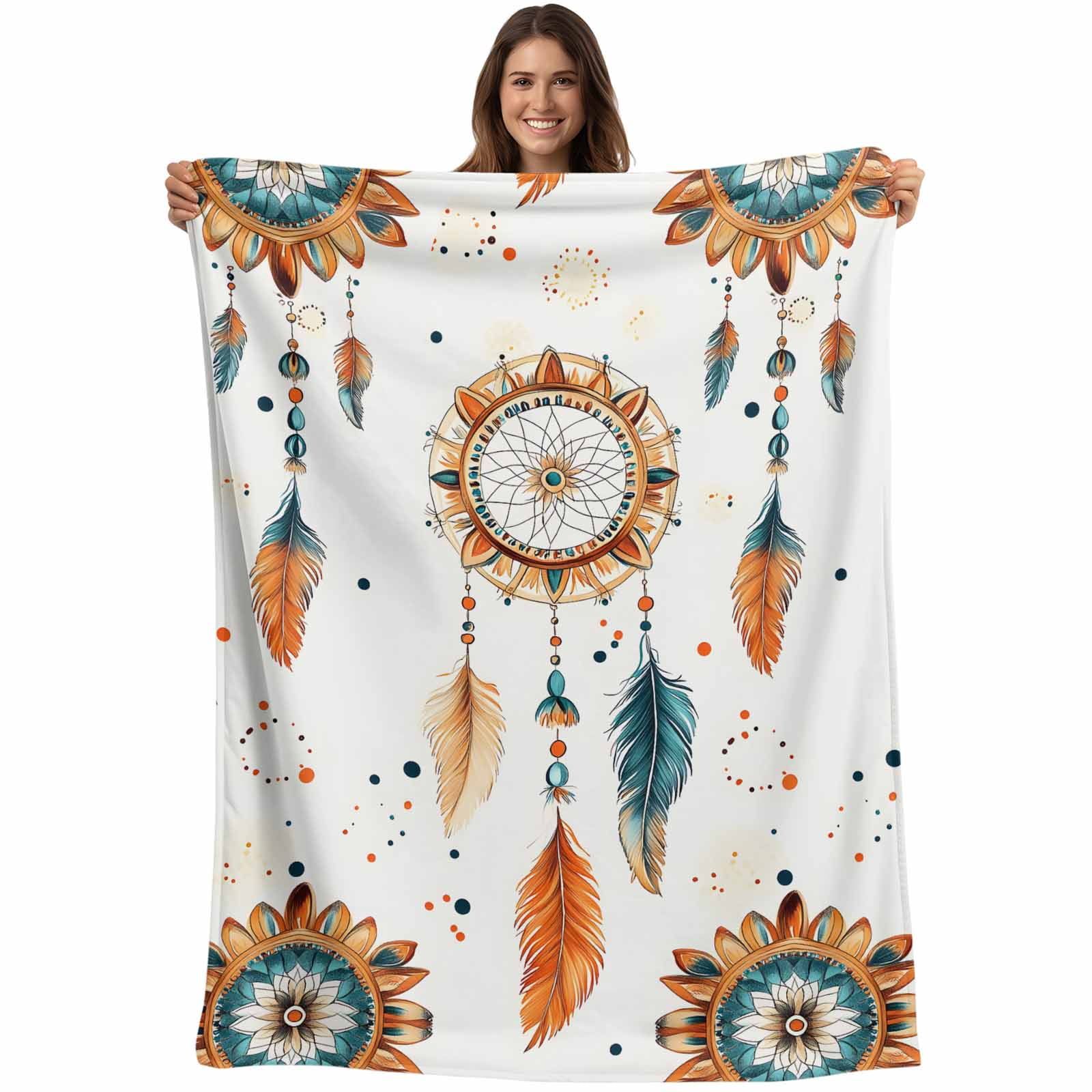 Flannel Fleece Throw Blanket Retro Indian Totem Lightweight Soft Plush ...