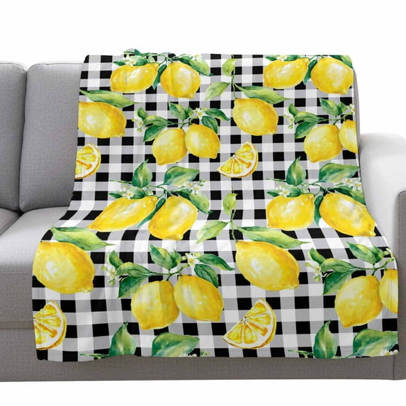 Flannel Fleece Throw Blanket, Summer Lemon Fruit Farm Harvest Soft Warm ...