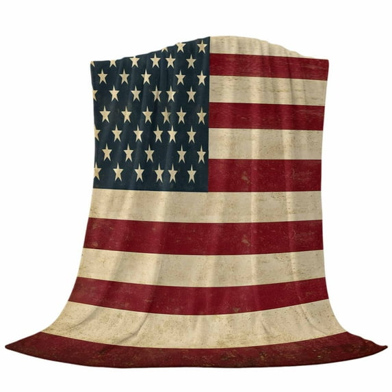 Flannel Fleece Throw Blanket, USA Flag Stars and Stripes Soft Warm ...