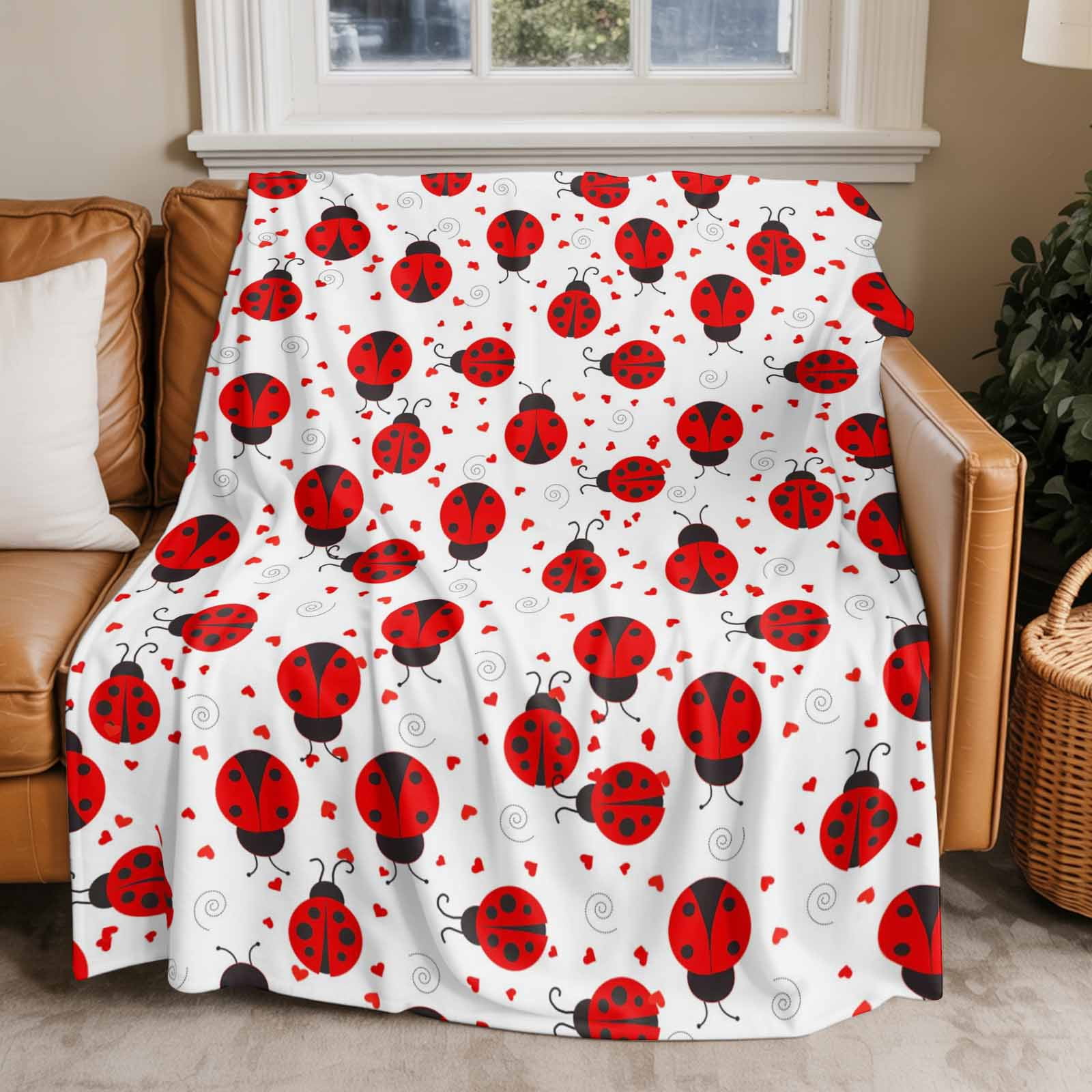 Flannel Fleece Throw Blankets Red Seven Star Ladybirds Throws Blankets ...