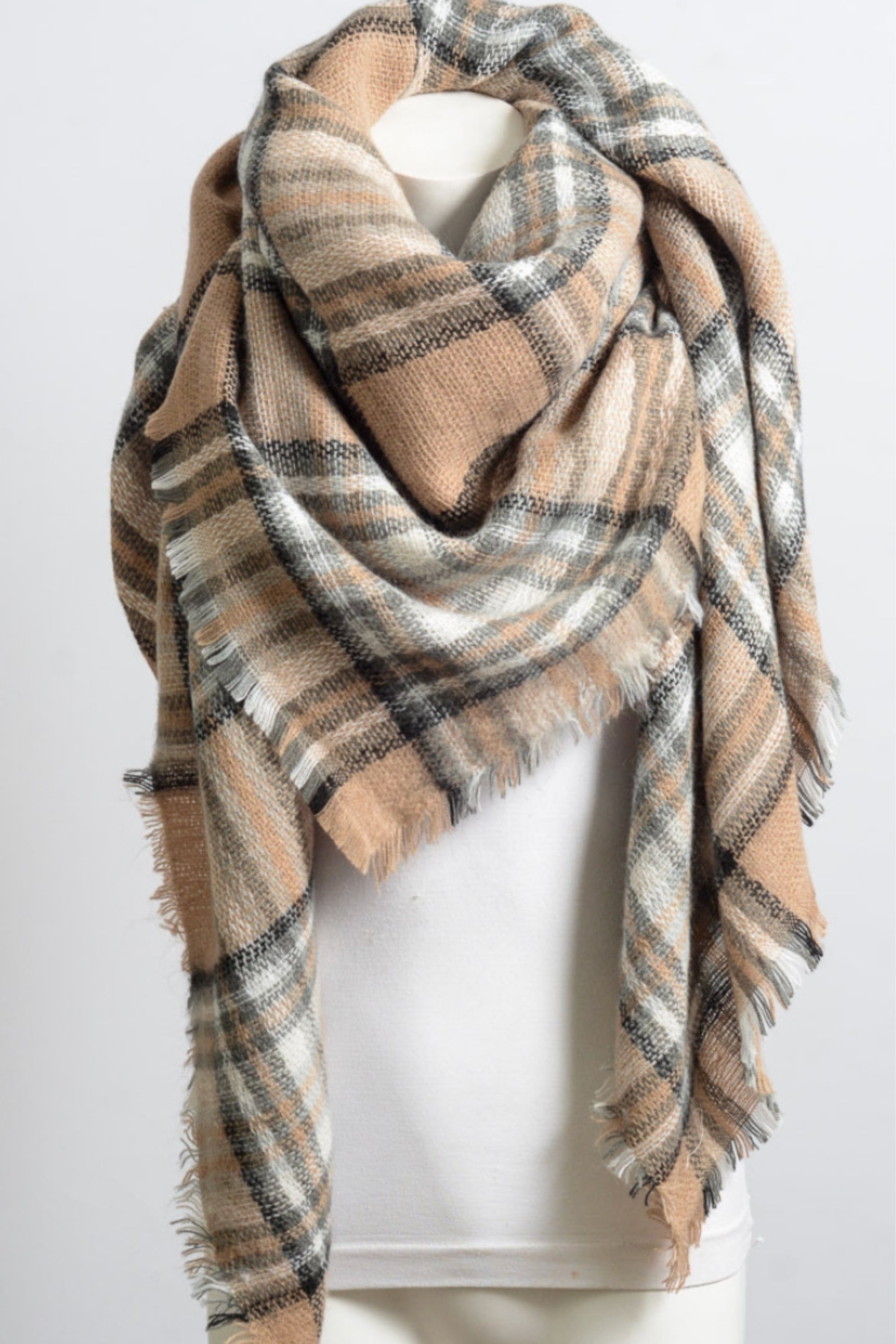 Flannel Frayed Edge Blanket Scarf - Walmart.com
