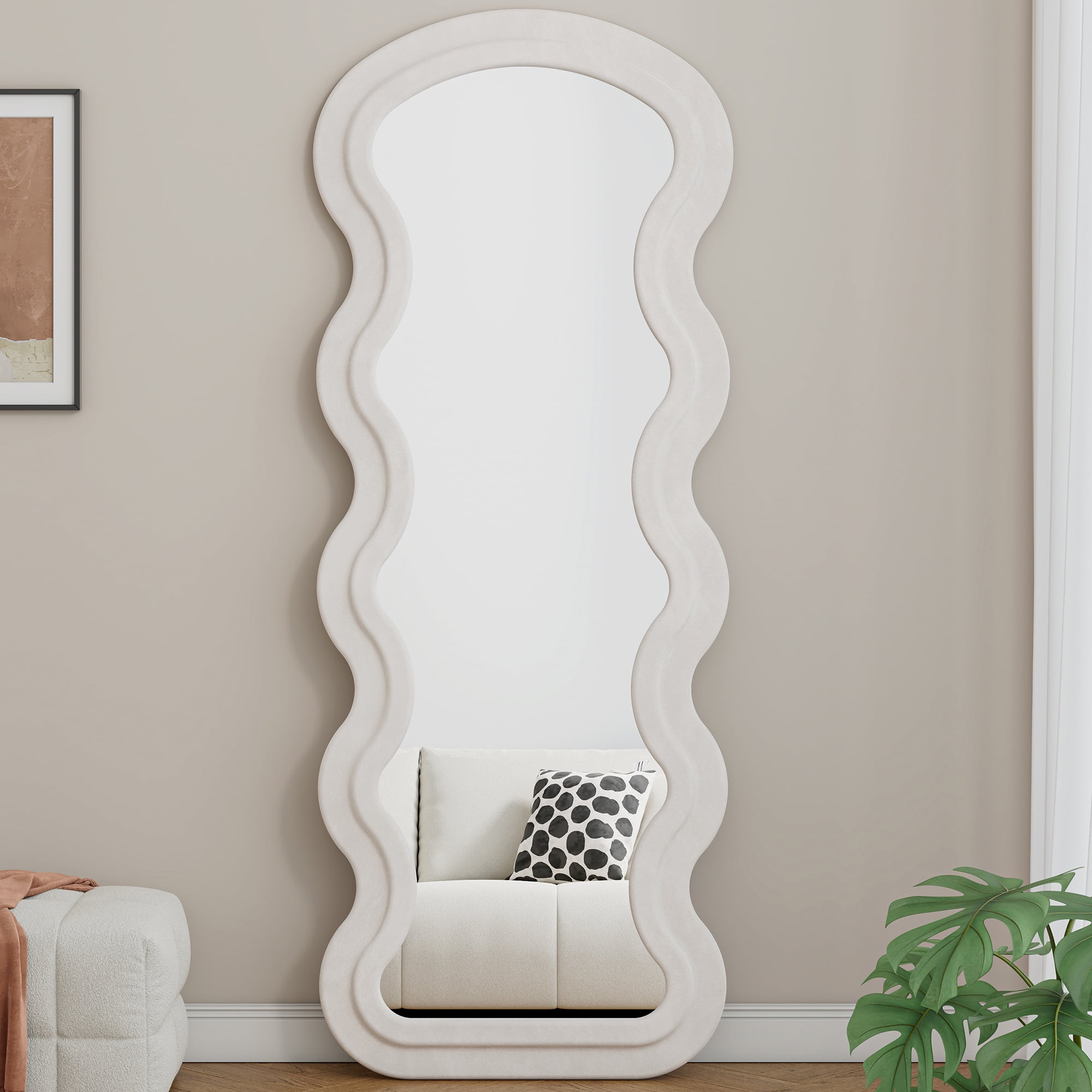 Flannel Full Length Wave Floor Mirror for Bedroom living room Hanging ...