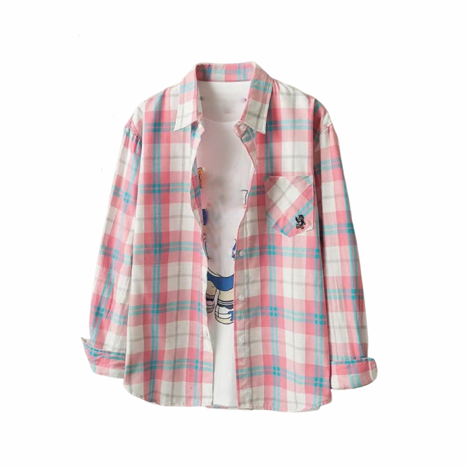Flannel Jackets Women - Plaid Shirt for Women with Chest Pocket Long ...
