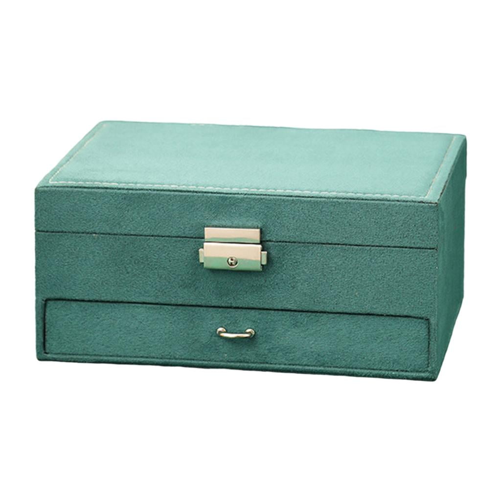 Flannel Jewelry Box Velvet with Lock Large Capacity Organiser Storage ...