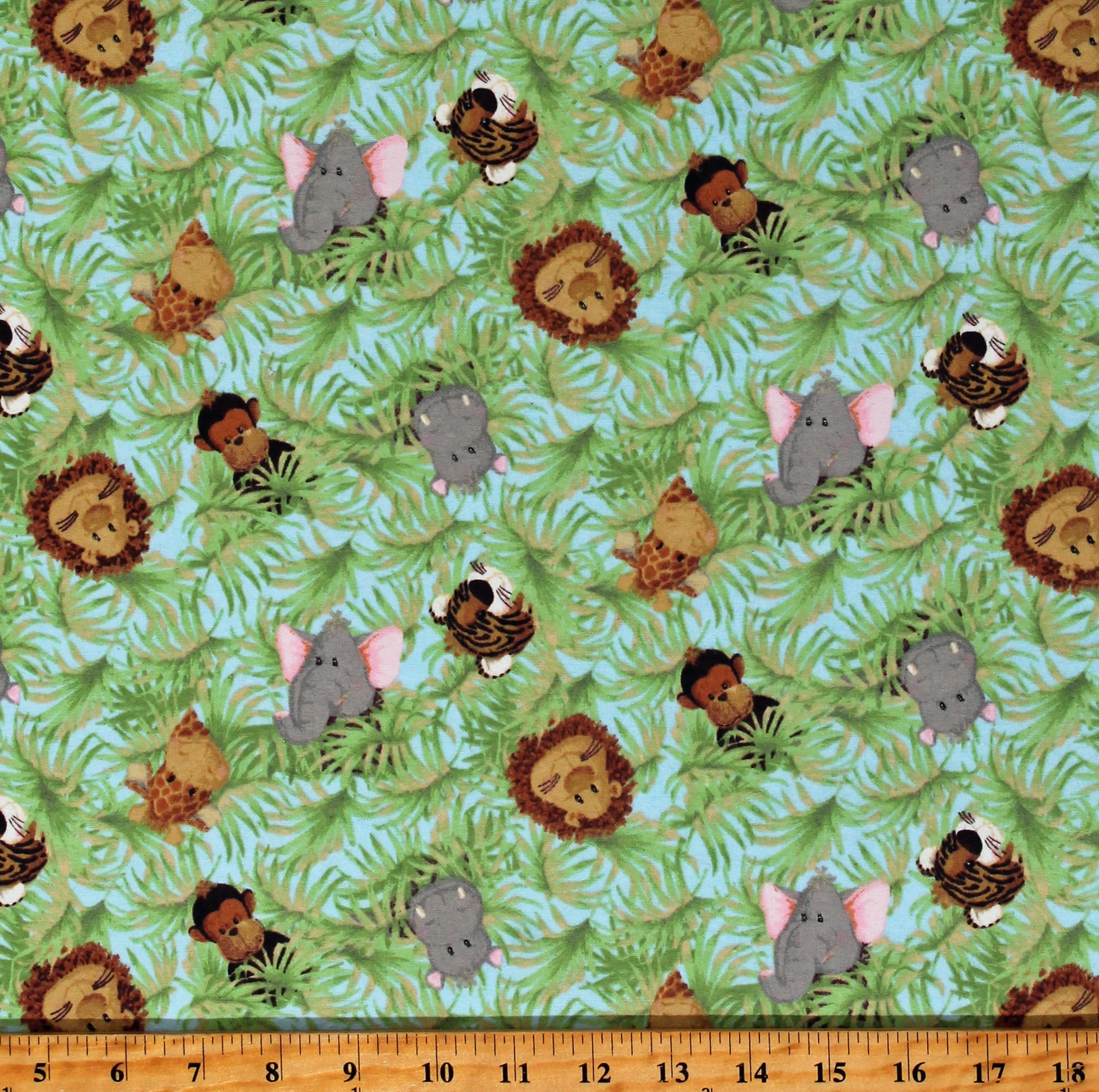 Flannel Jungle Babies Safari Animals Giraffes Elephants Lions Tigers ...