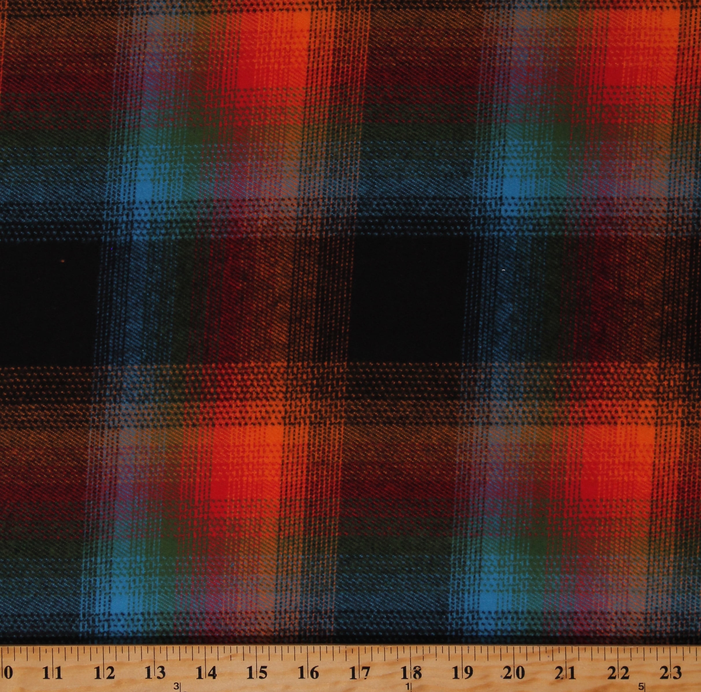 Flannel Orange Red Turquoise Green Black Plaid Stripes Cotton Flannel ...