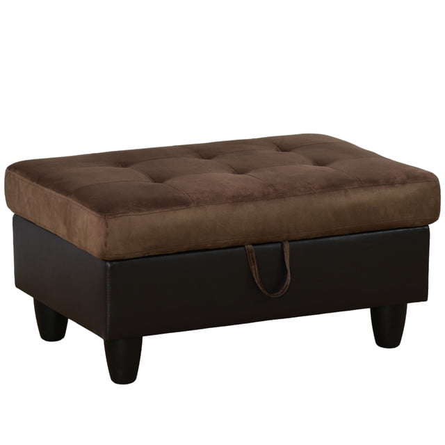 Flannel Ottoman with Storage-Stylish Rectangle Ottoman for Living Room ...