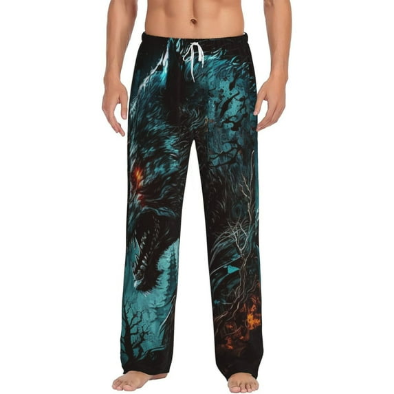 Flannel Pajama Pants Lounge Bottoms Soft Casual with Pockets, Werewolf ...