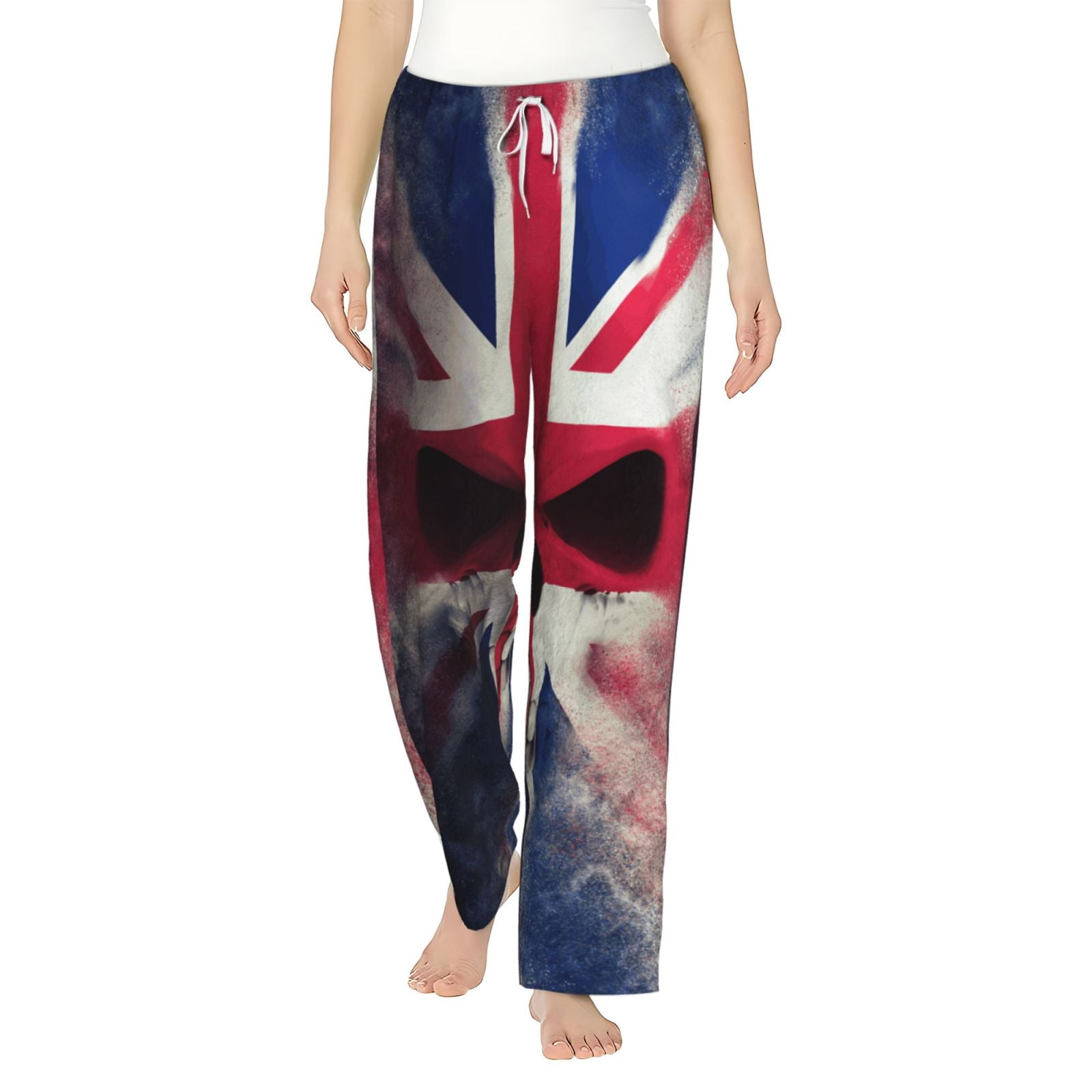 Flannel Pajama Pants Lounge Bottoms Soft Comfy Casual with Pockets, Skull Face Union Jack Uk ...