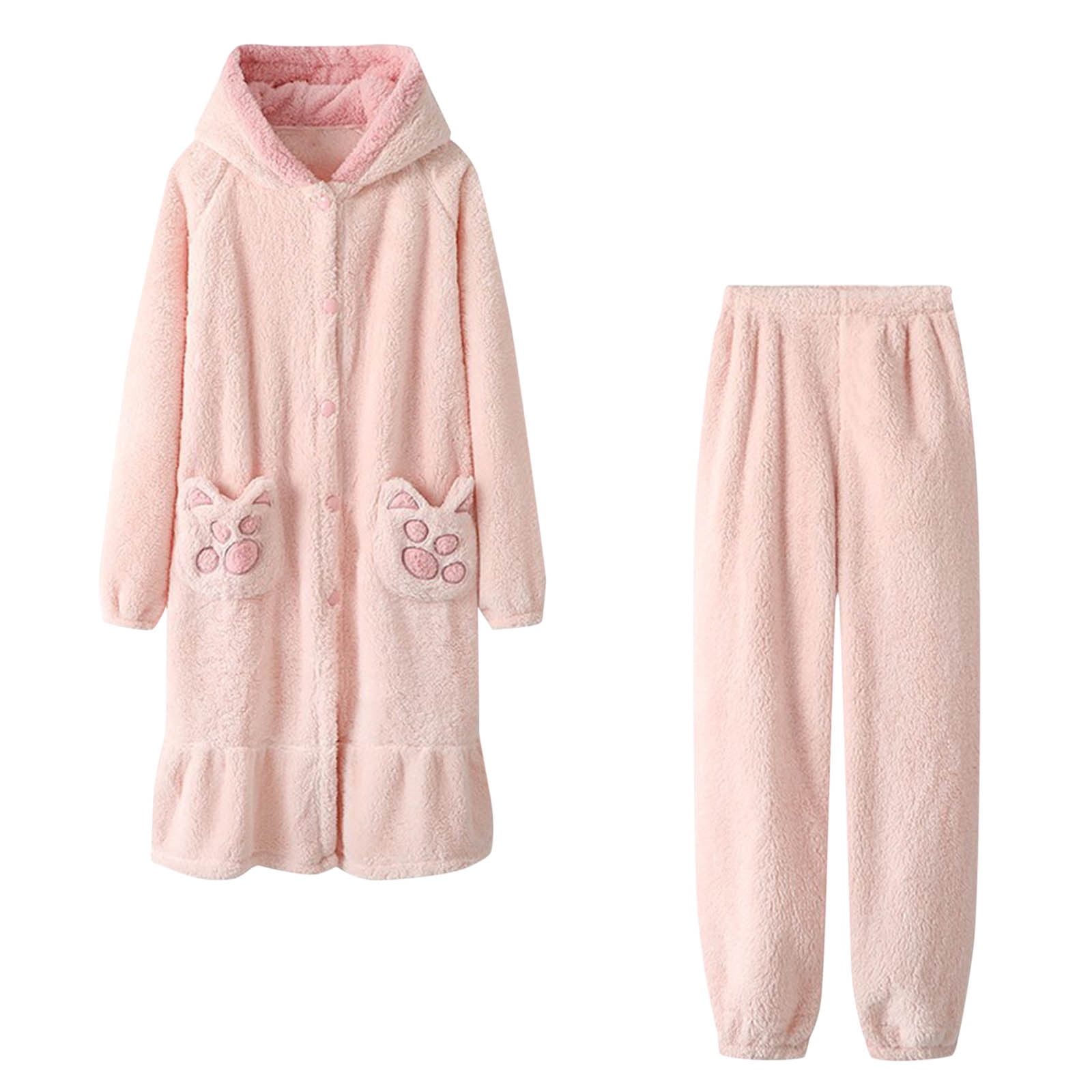 Flannel Pajamas Set for Women 2 Piece Loungewear Sleepwear Sets Button ...