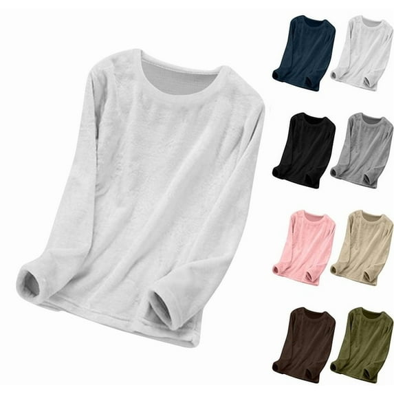 Flannel Pajamas Tops for Women Long Sleeve Fleece Flannel Pj Winter ...