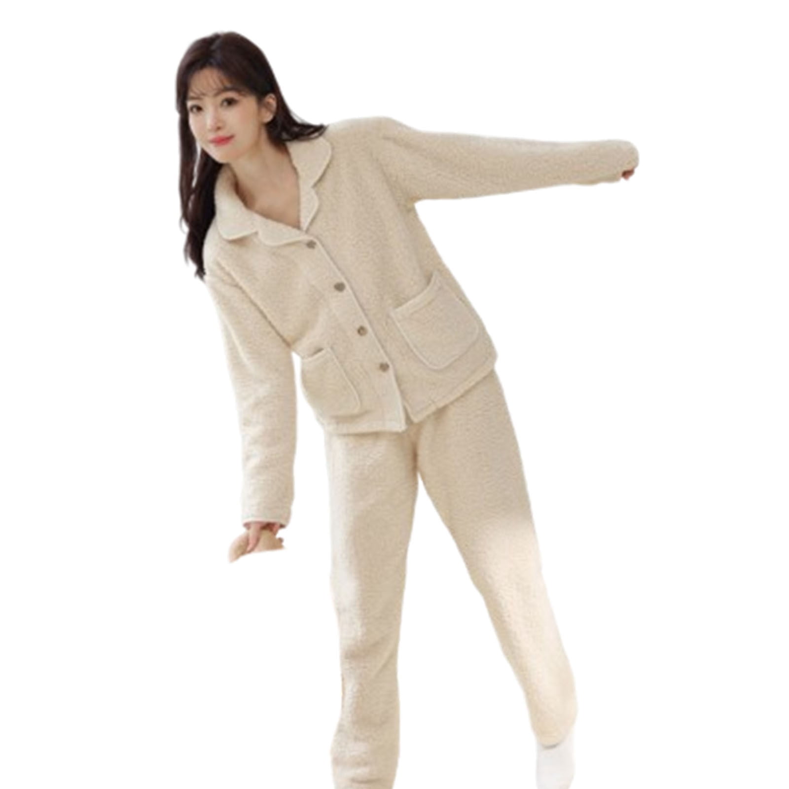 Flannel Pajamas for Women Pjs Cozy Apparel Long Sleeve Button Down 2 ...