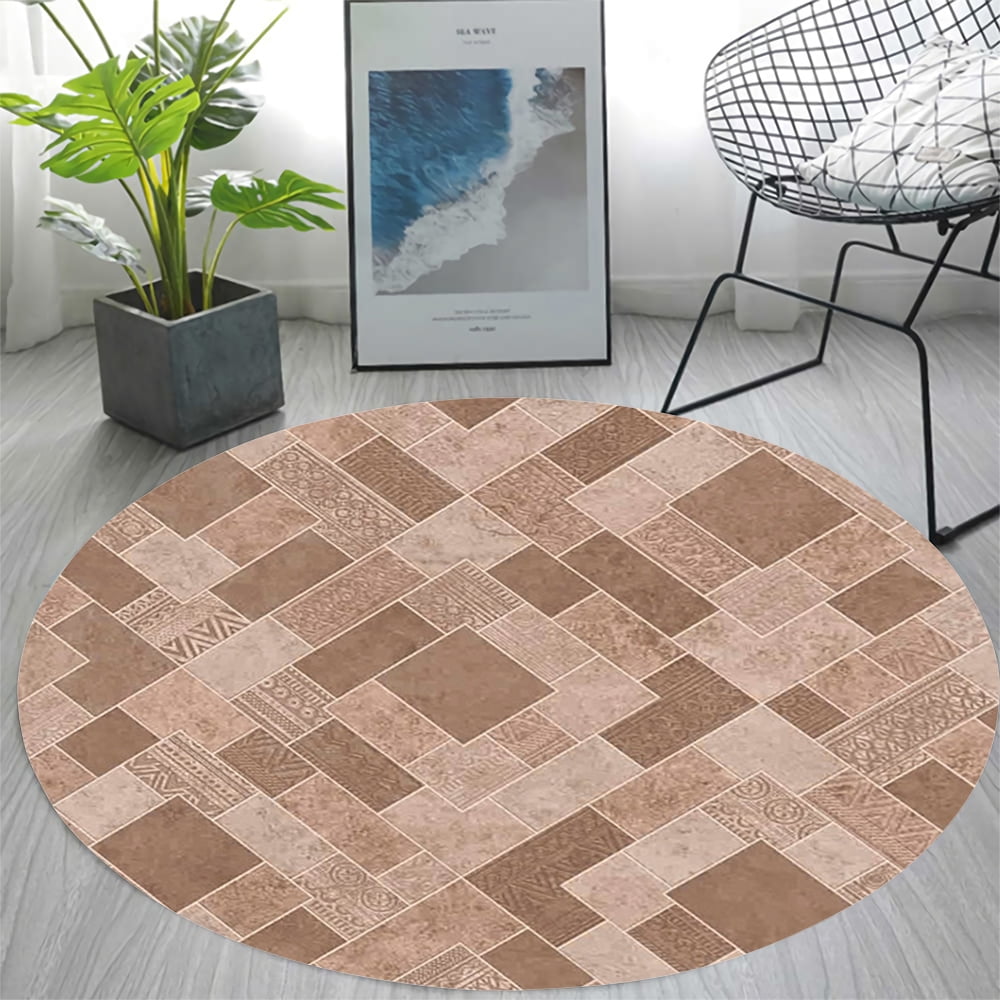 Flannel Round Carpet Blue Paint Area Rug Living Room Bedroom Home Anti ...