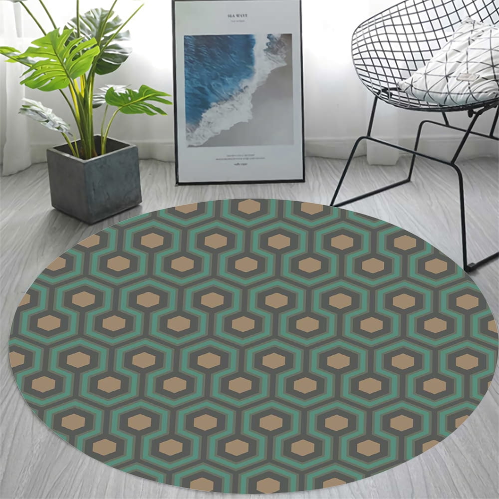 Flannel Round Carpet Flower Vine Area Rug Living Room Bedroom Home Anti ...
