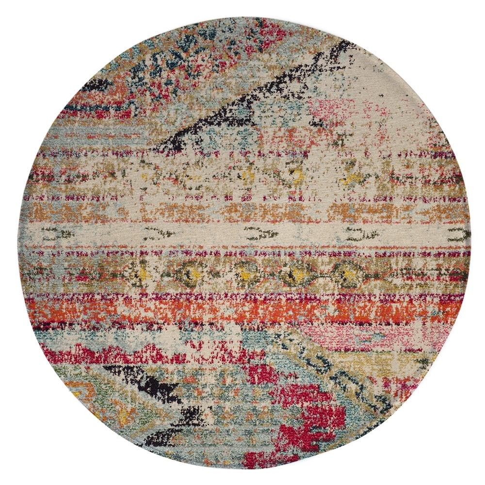 Flannel Round Carpet Vintage Art Pattern Rug for Living Room Bedroom ...