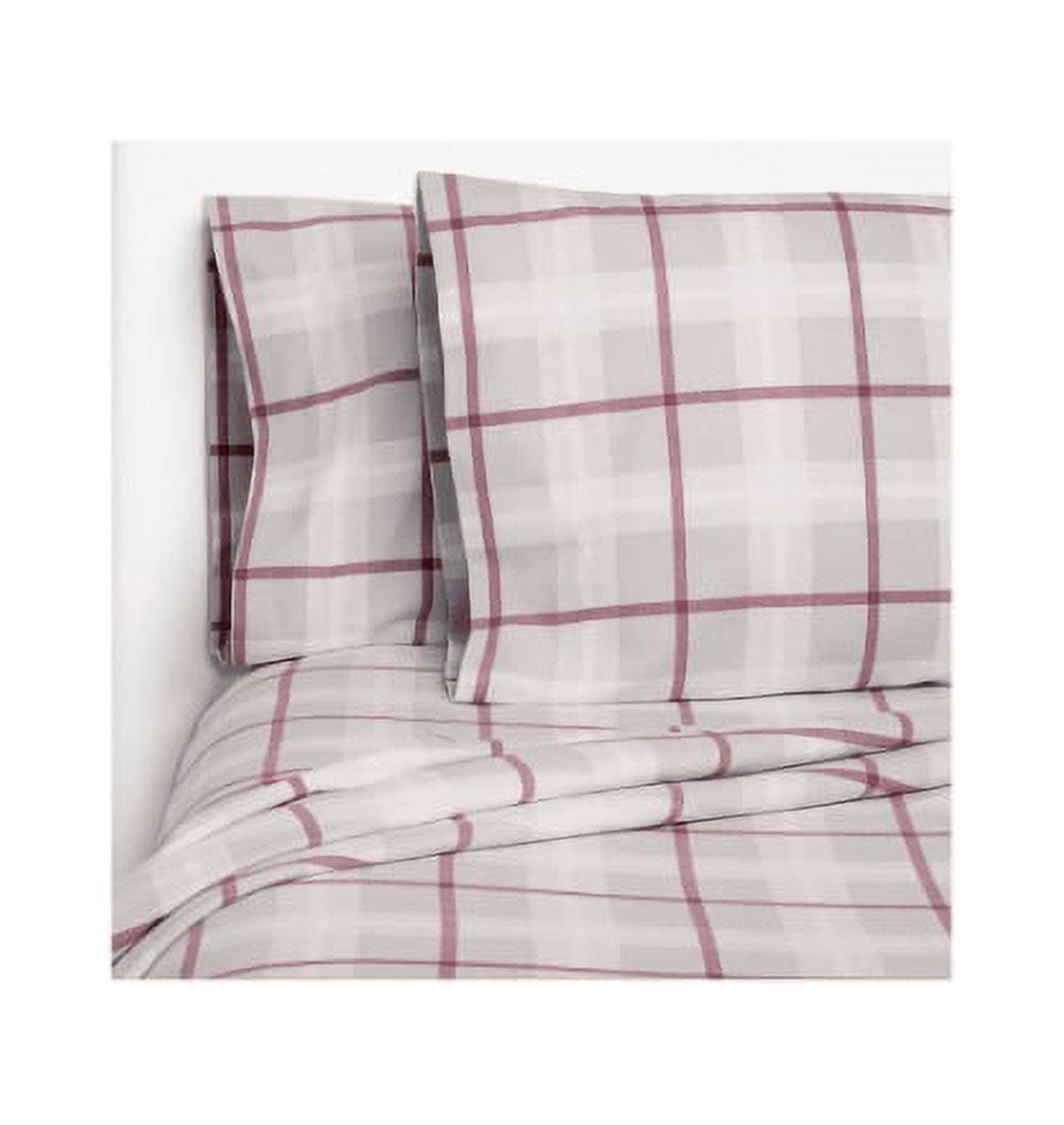 Flannel Sheet Set, Queen Grey Red Plaid Design - Walmart.com