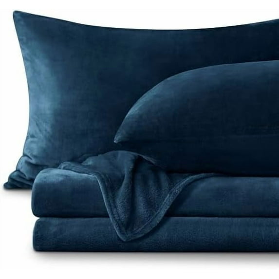 Flannel Sheets King Size Navy - Super Soft Fleece Sheets Set Fluffy ...