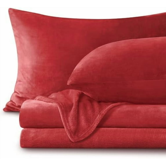Flannel Sheets King Size Red - Super Soft Fleece Sheets Set Fluffy ...