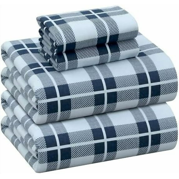 Flannel Sheets Queen Size - 100% Cotton Double Brushed Bed Sheets, Deep ...