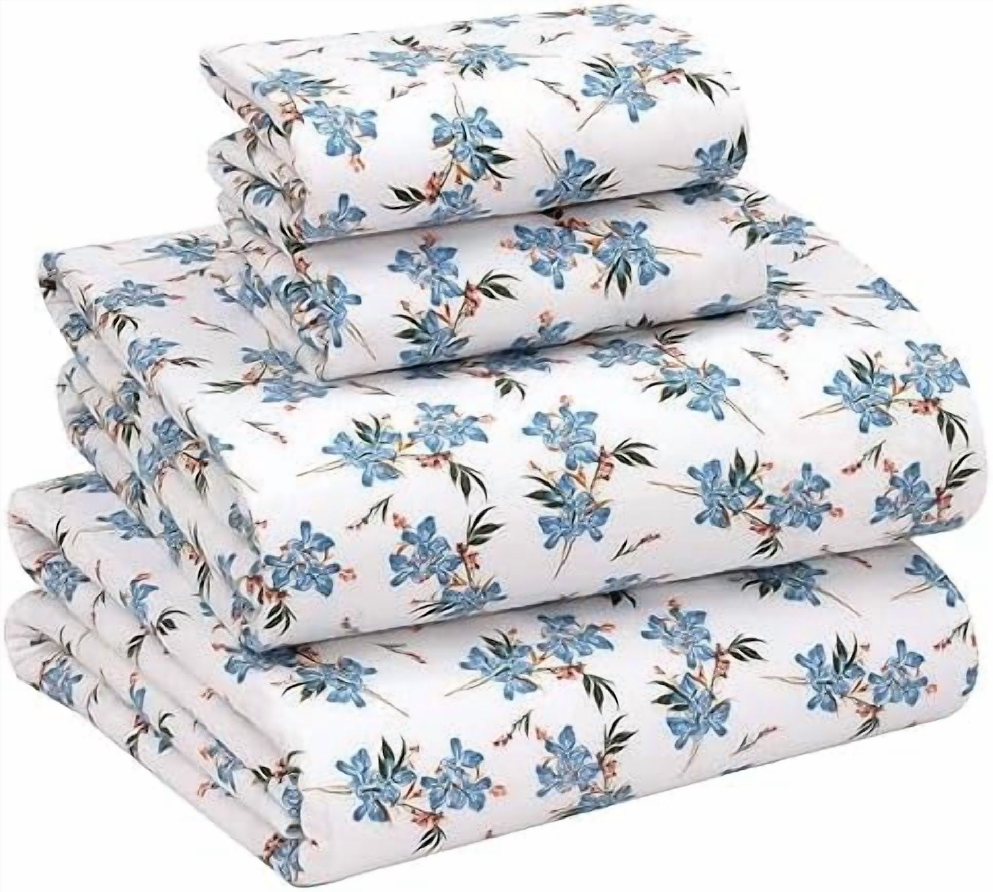 Flannel Sheets Queen Size - 100% Cotton Double Brushed Bed Sheets, Deep ...