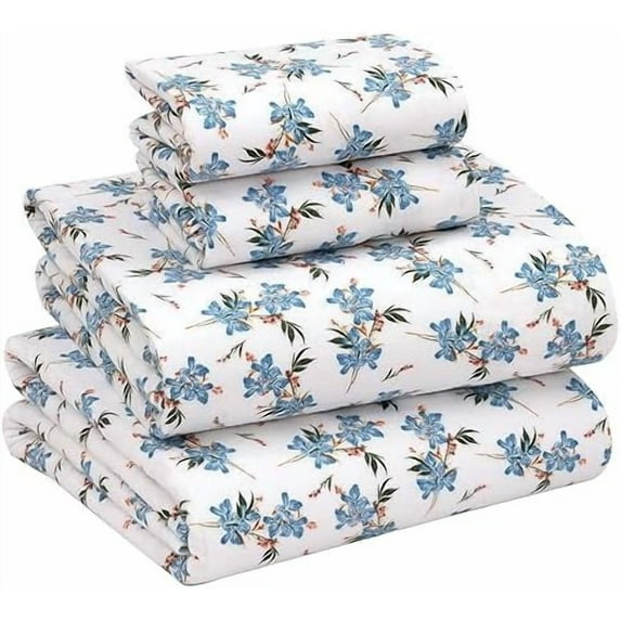 Flannel Sheets Queen Size - 100% Cotton Double Brushed Bed Sheets, Deep ...