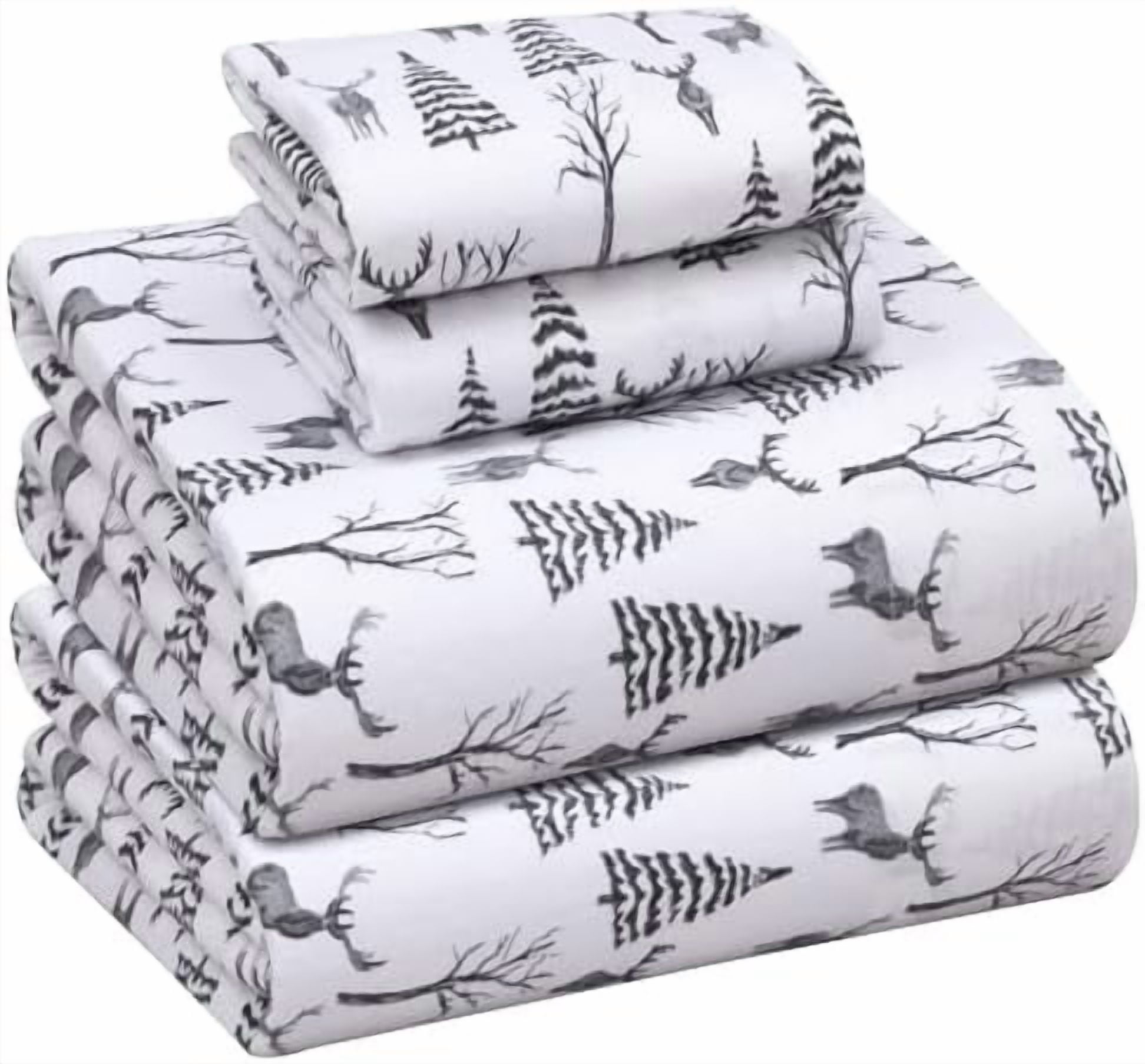 Flannel Sheets Queen Size - 100% Cotton Double Brushed Bed Sheets, Deep ...