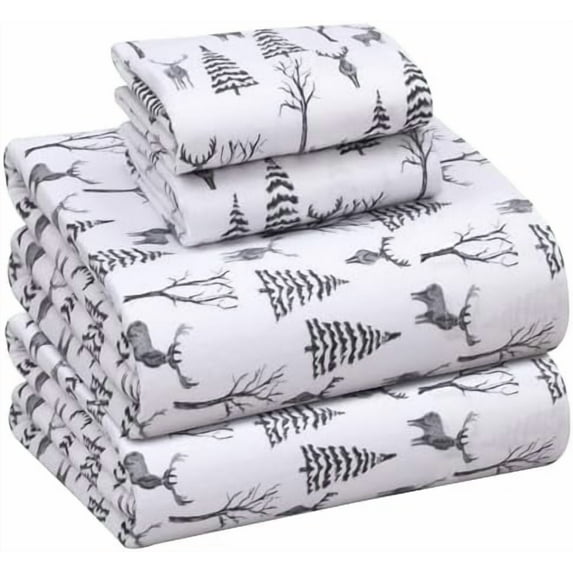 Flannel Sheets Queen Size - 100% Cotton Double Brushed Bed Sheets, Deep ...