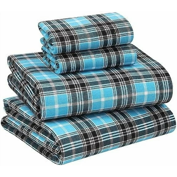 Flannel Sheets Queen Size - 100% Cotton Double Brushed Bed Sheets, Deep ...