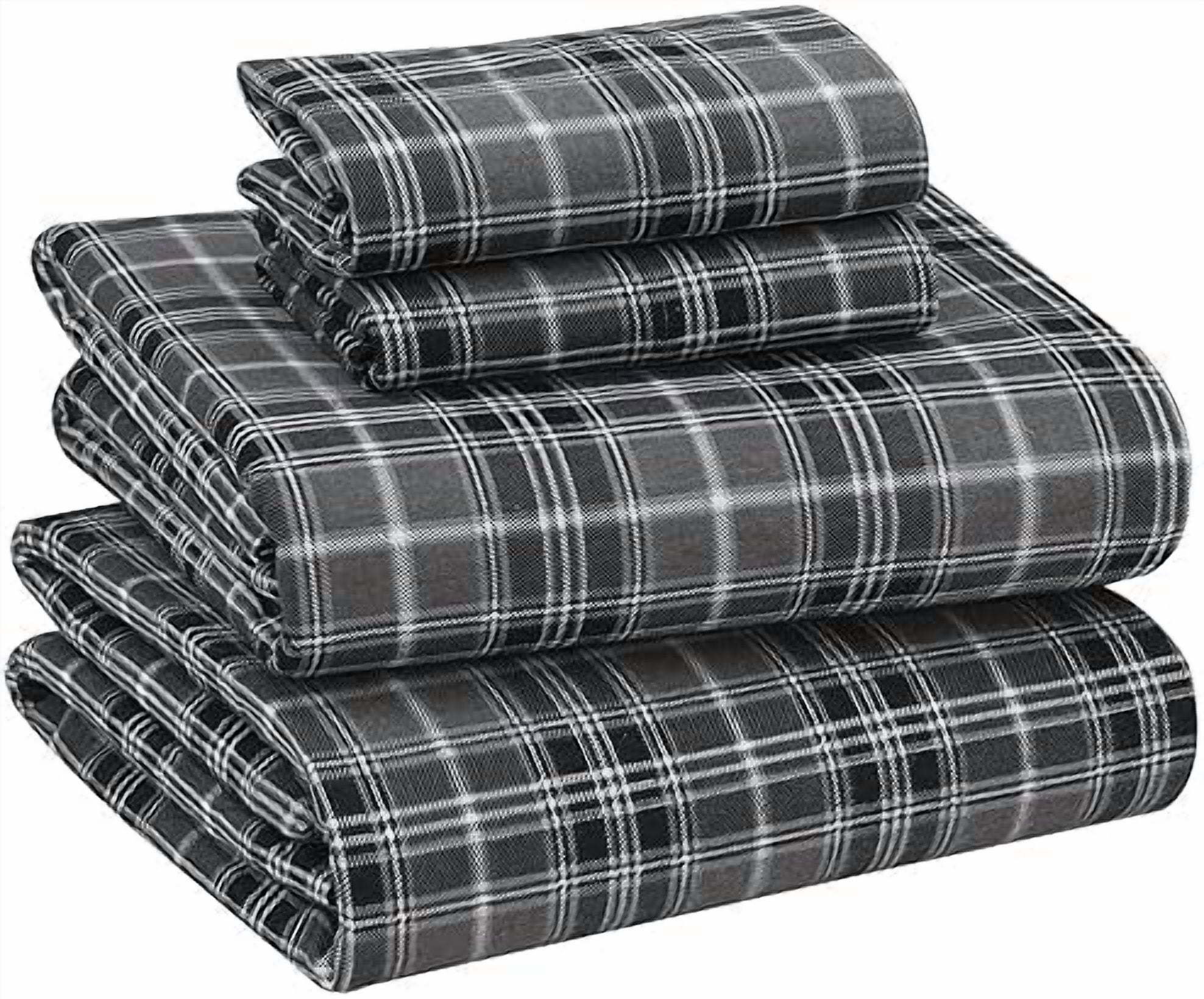 Flannel Sheets Queen Size - 100% Cotton Double Brushed Bed Sheets, Deep ...