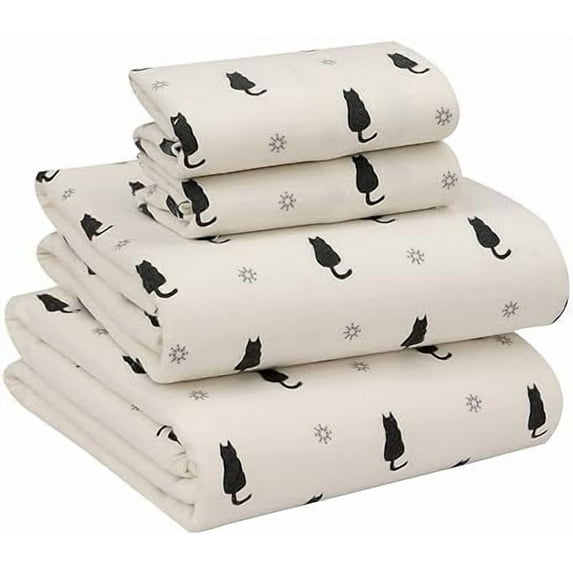 Flannel Sheets Queen Size - 100% Cotton Double Brushed Bed Sheets, Deep ...