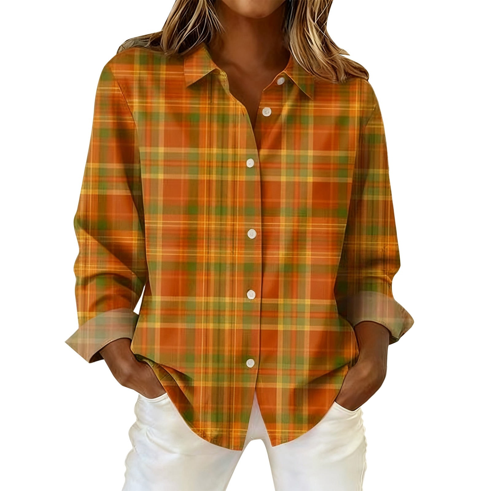 Flannel Shirt WomenPlaid Blouses For Women Button Down Blouse Top ...