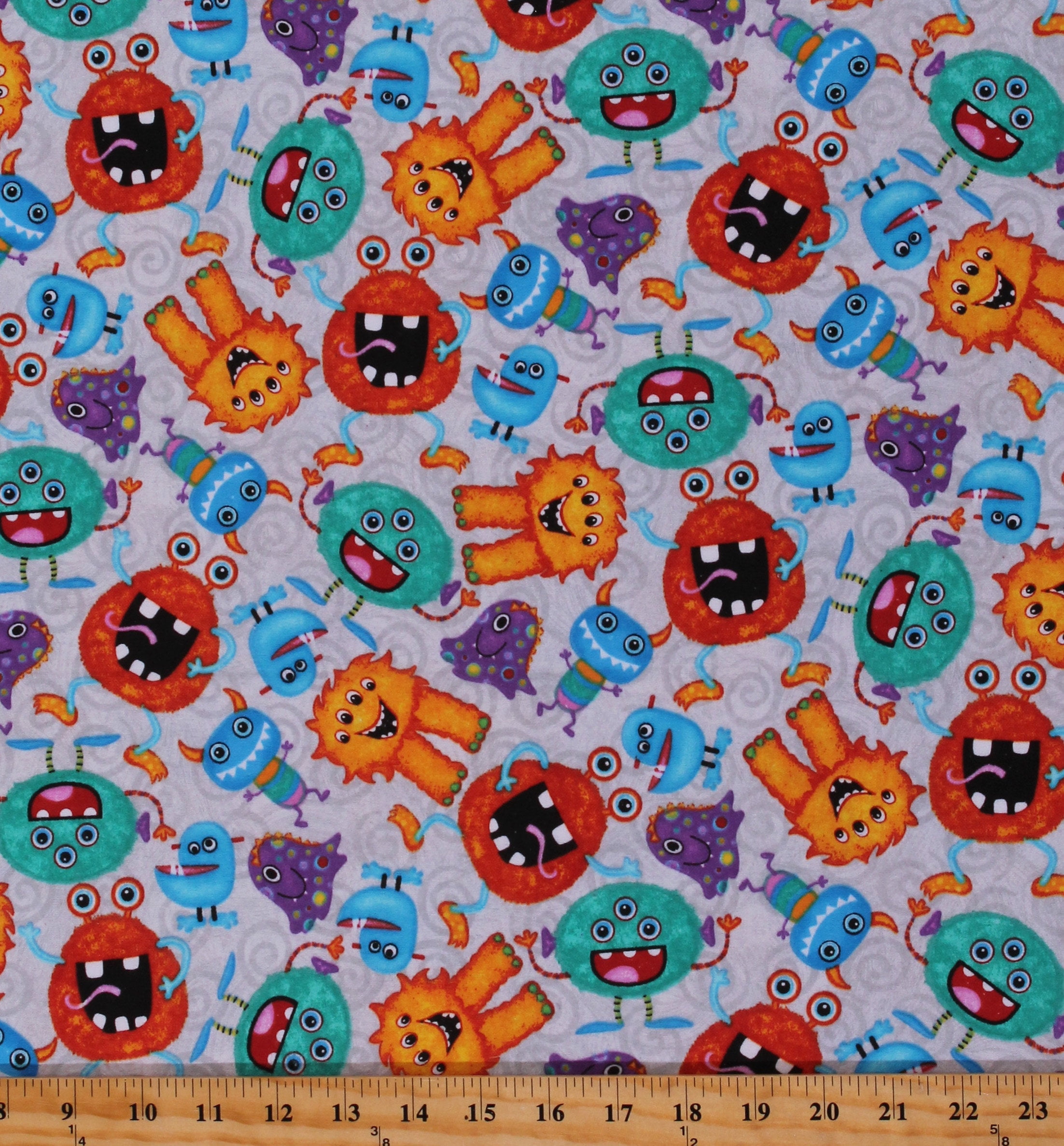 Silly Monsters Kids Cotton Flannel Fabric by the Yard, for Bibs ...